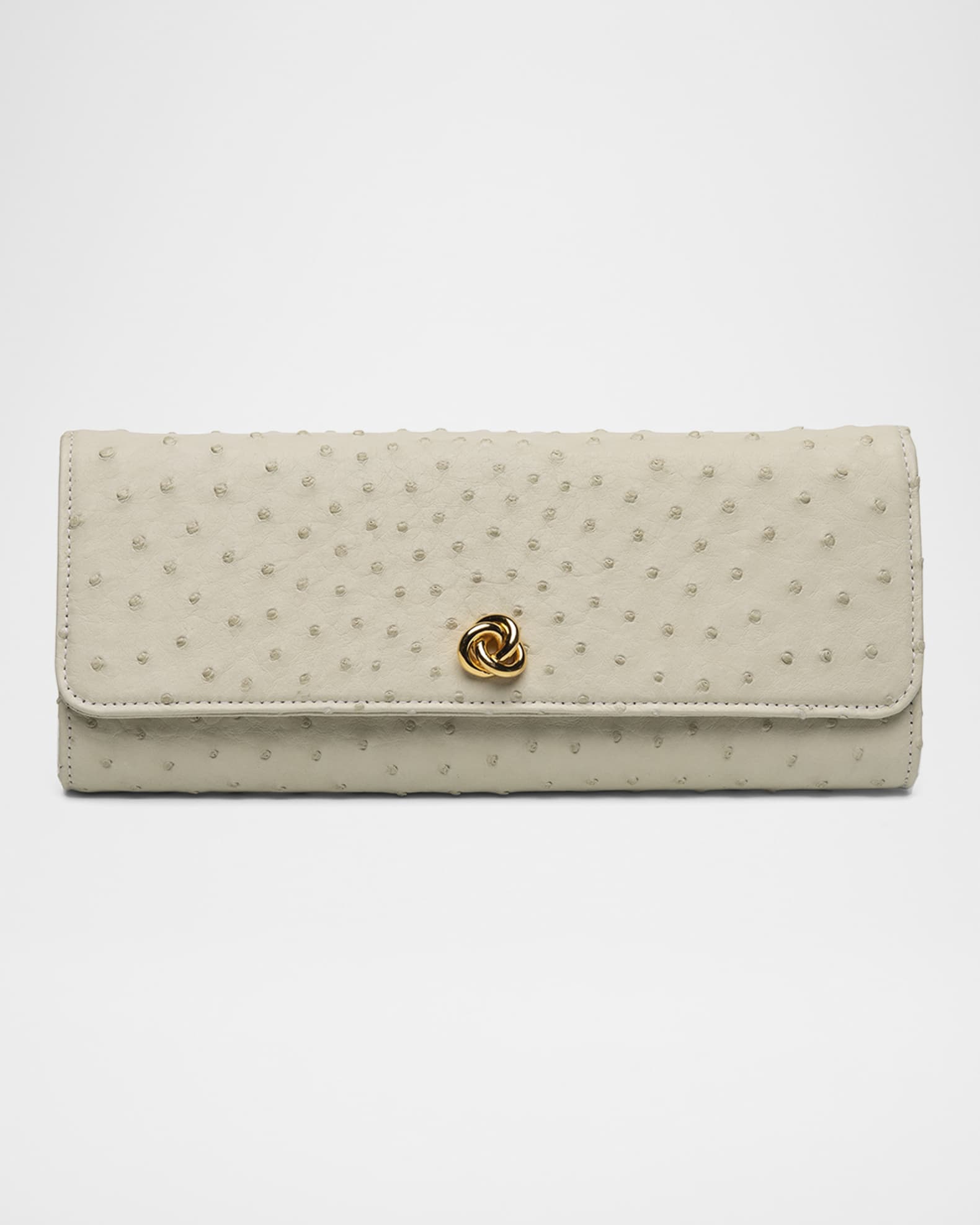 MICHELLE WILHITE Robbie Ostrich Leather Flap Clutch Bag | Neiman Marcus
