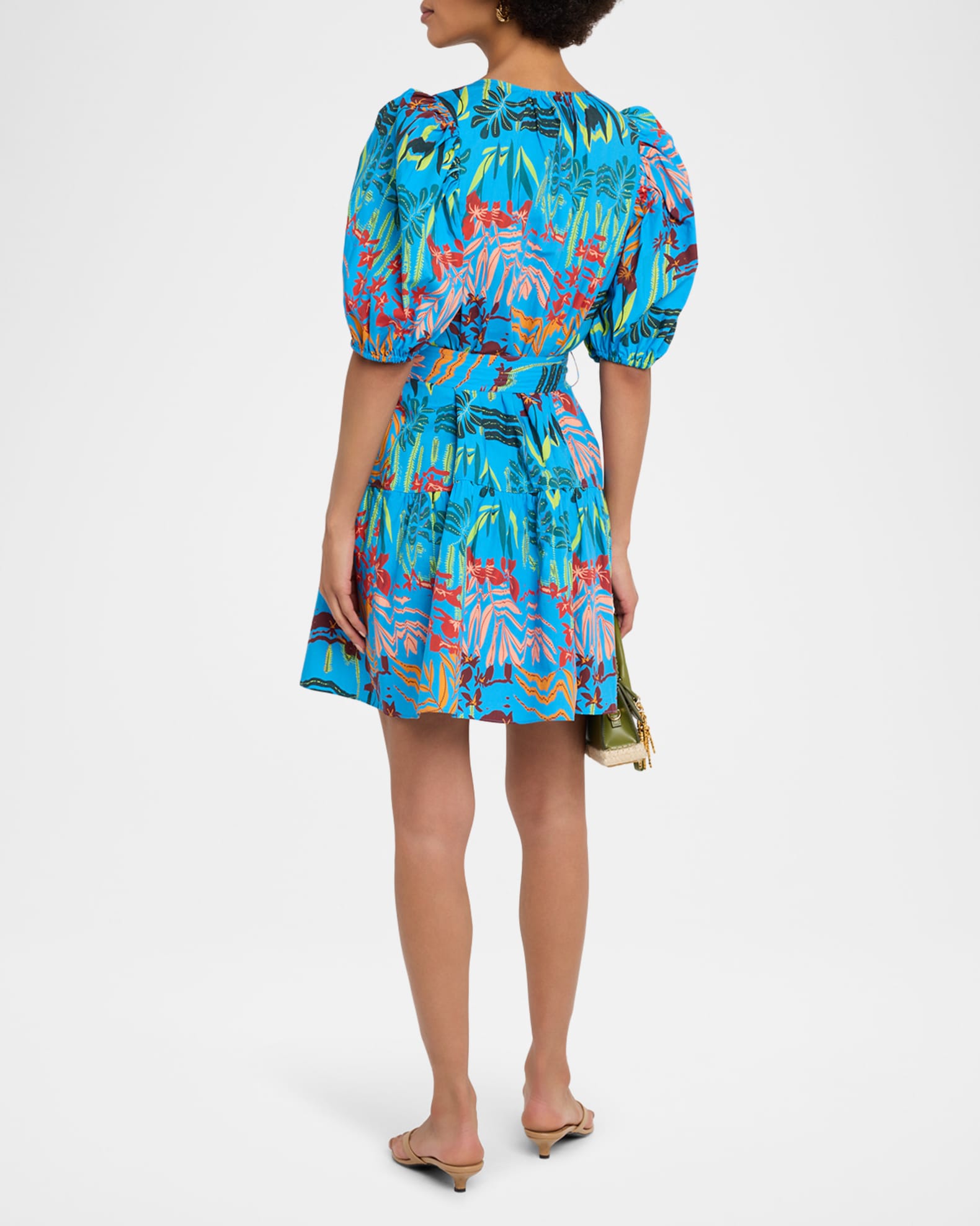 Marie Oliver Clara Tiered Botanical-Print Mini Dress | Neiman Marcus