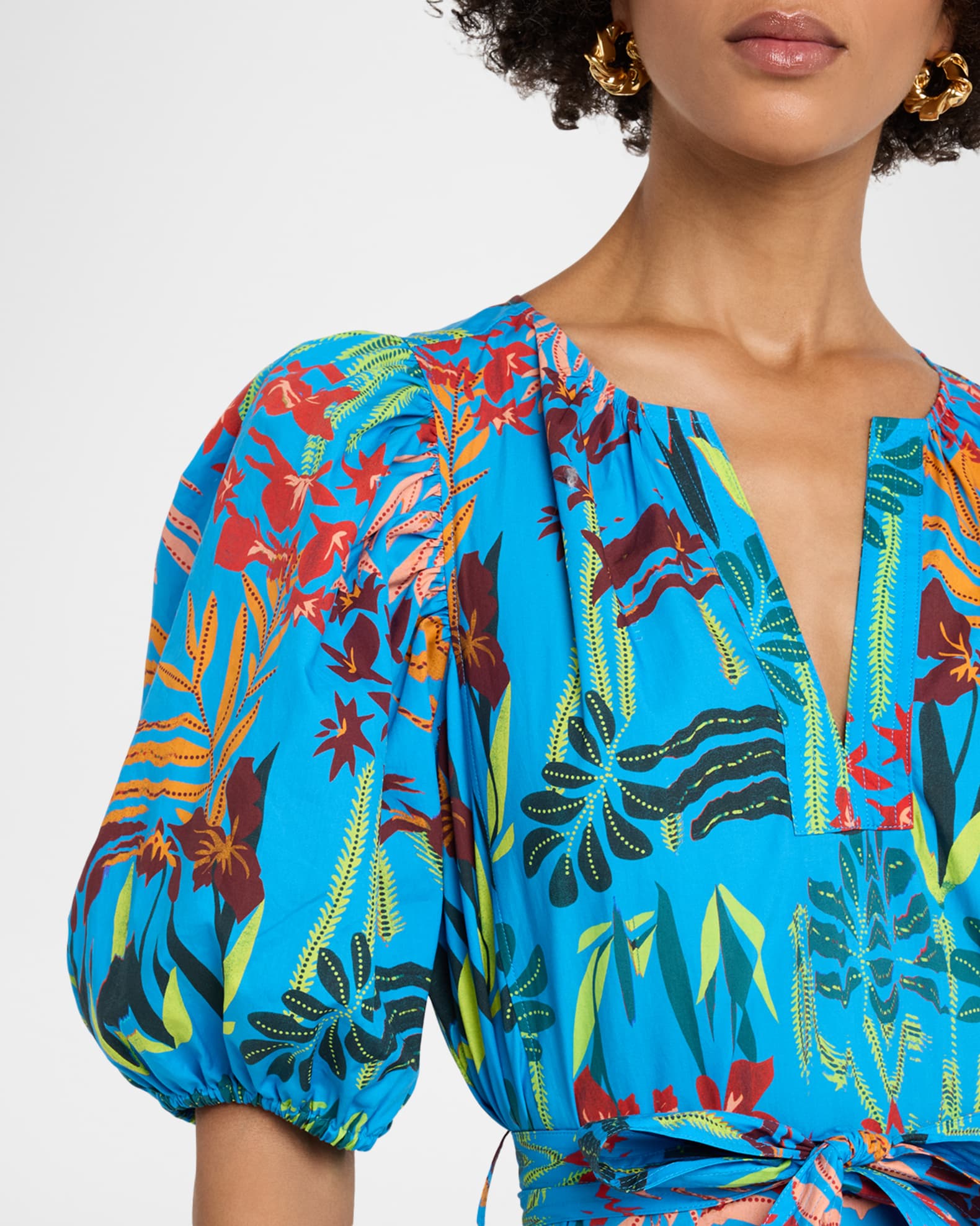 Marie Oliver Clara Tiered Botanical-Print Mini Dress | Neiman Marcus