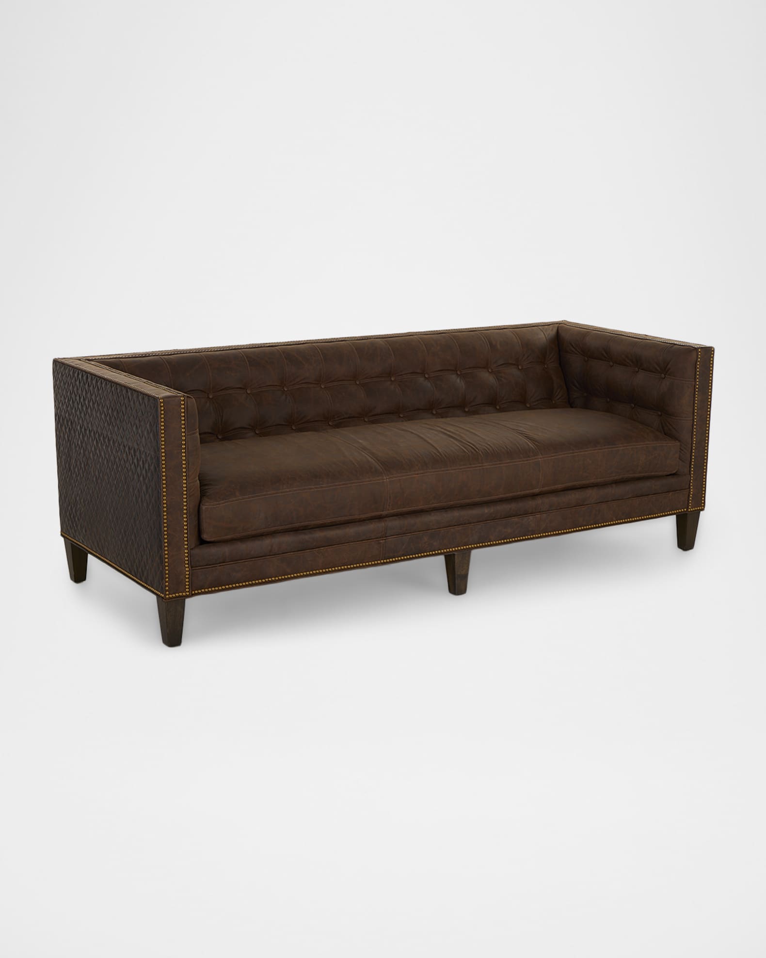 Massoud Prescott Leather Tuxedo Sofa, 90" | Neiman Marcus