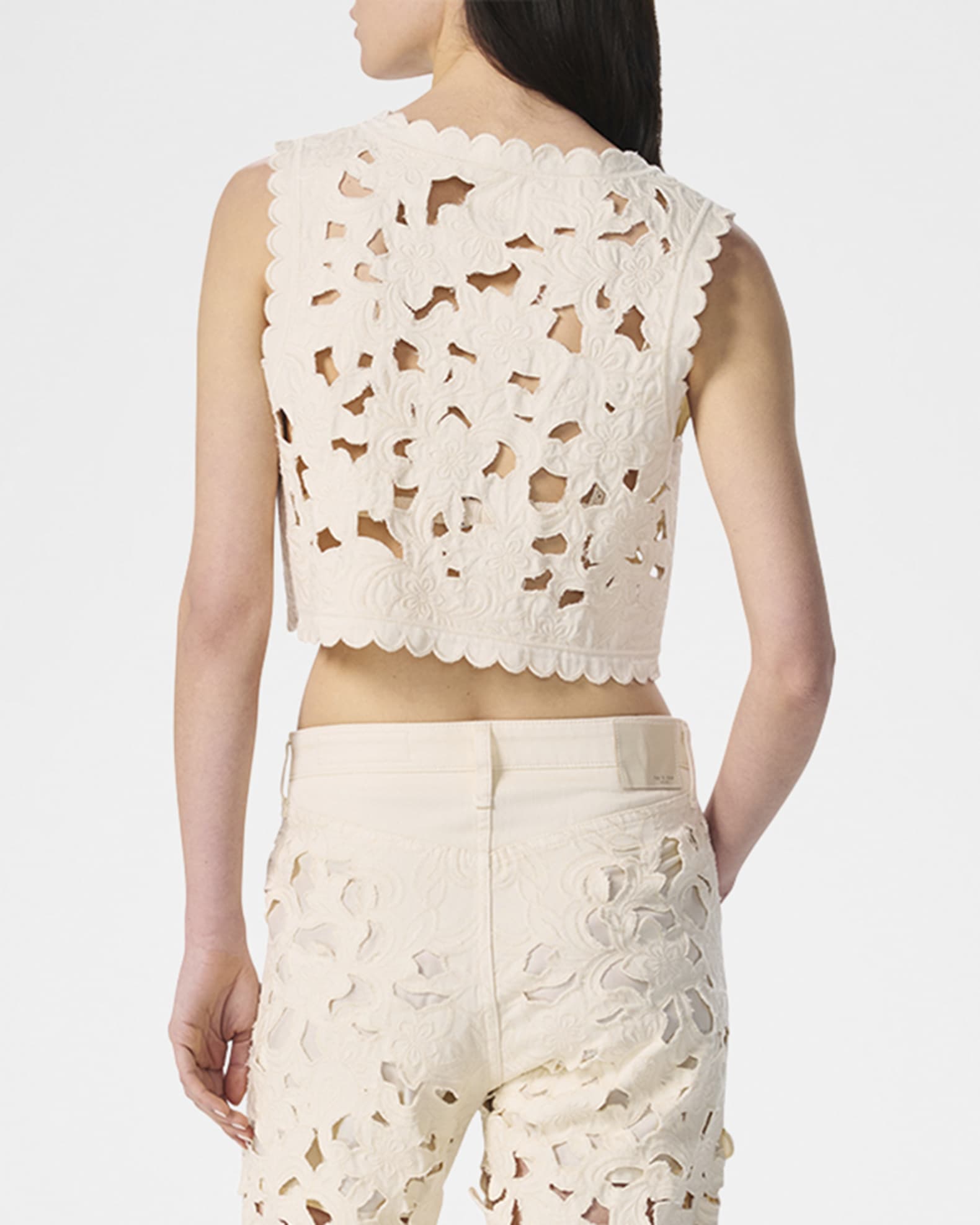Rag & Bone Coralie Floral Cut-Out Cropped Vest | Neiman Marcus