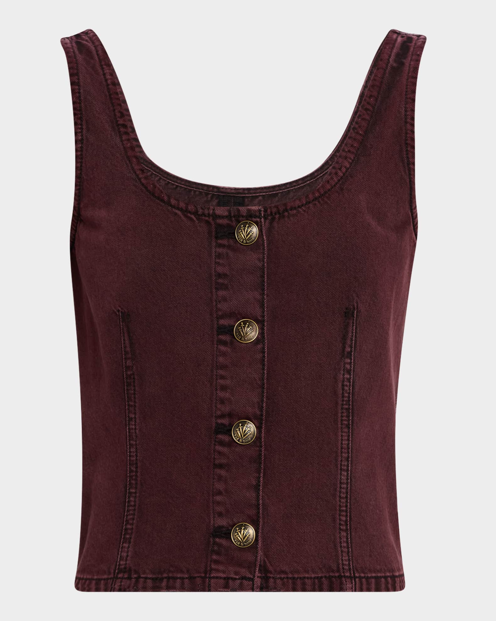 Rag & Bone Poppy Button-Front Denim Top | Neiman Marcus