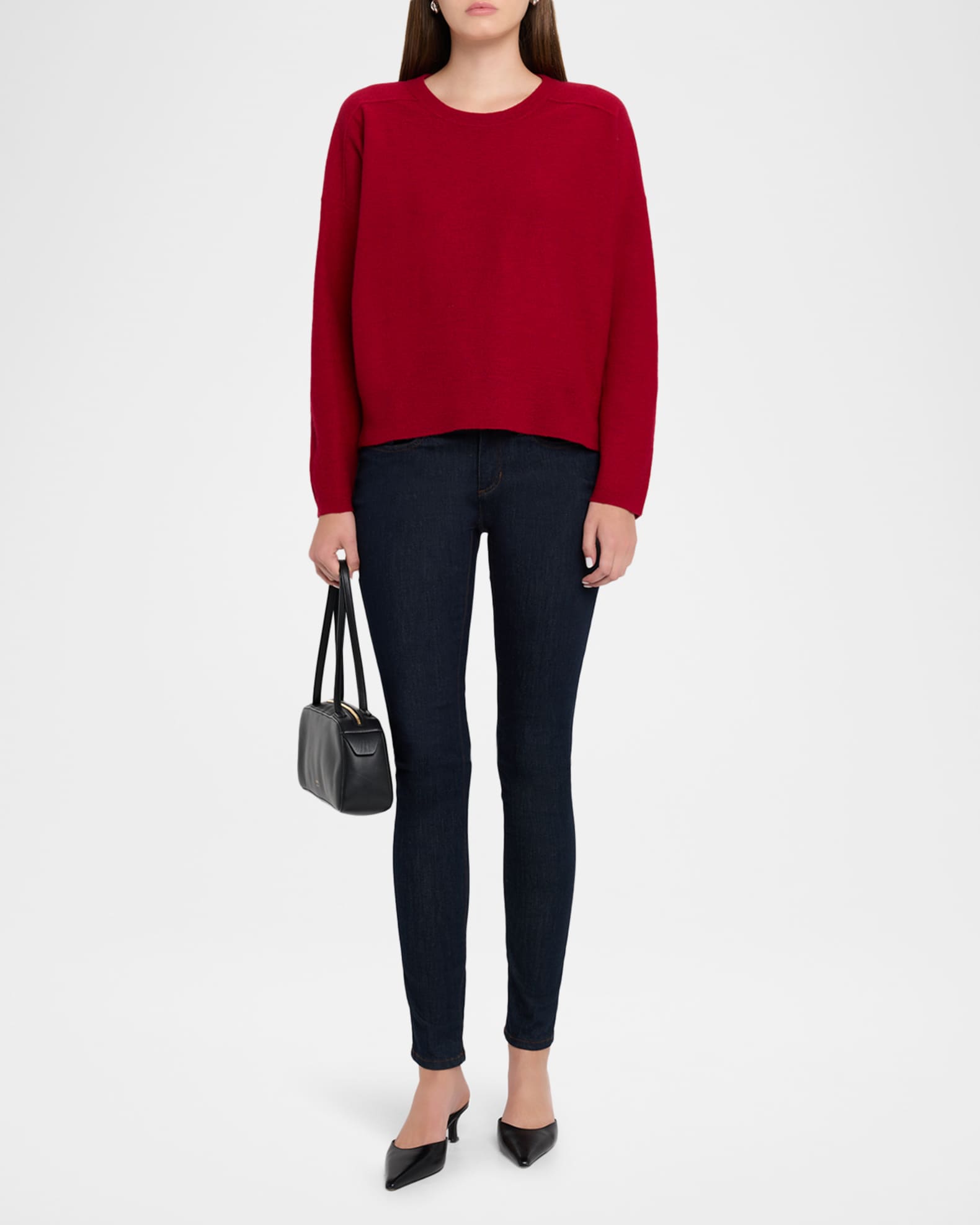 Eileen Fisher Crewneck Felted Wool Sweater | Neiman Marcus