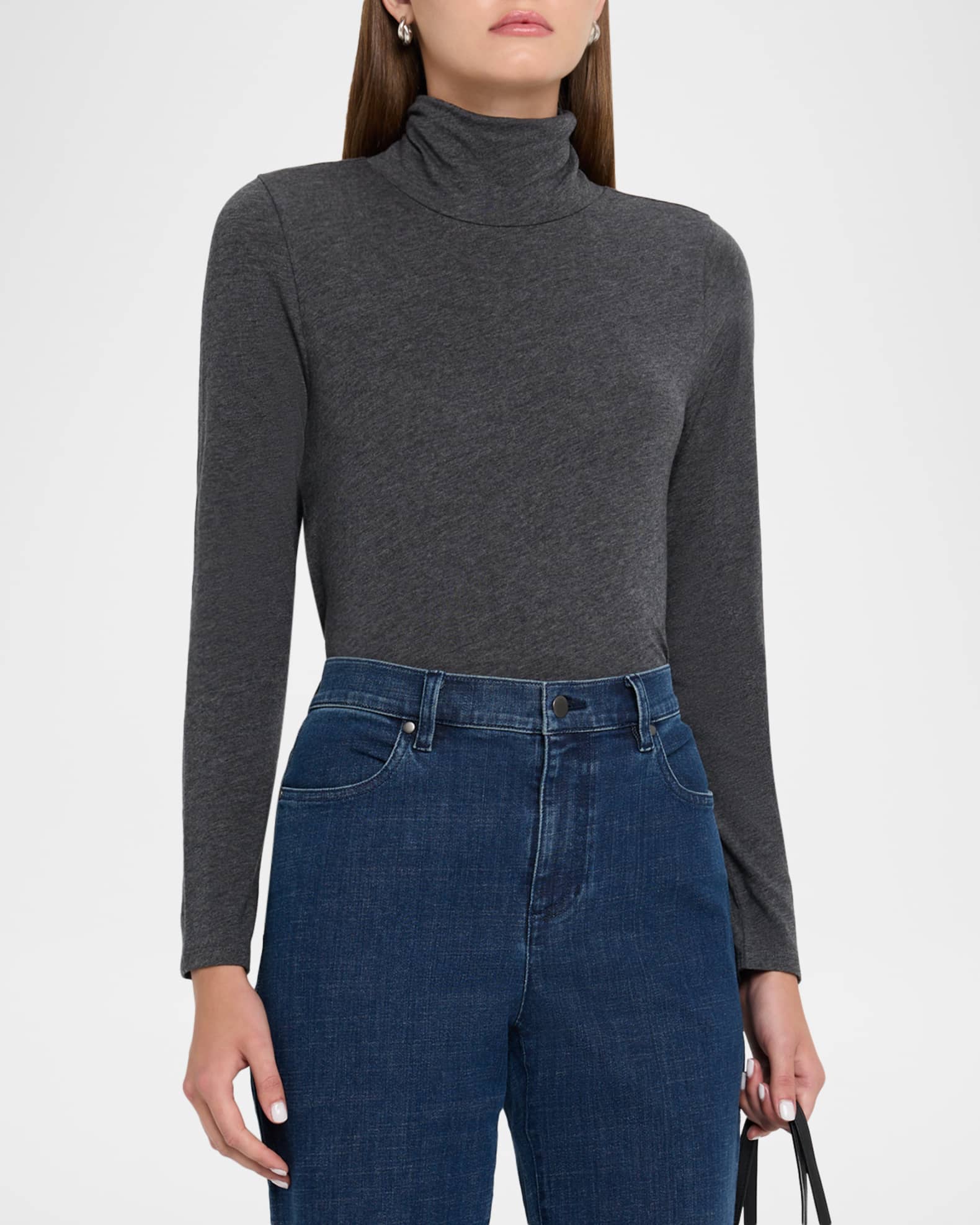 Eileen Fisher Melange Sheer Knit Turtleneck Sweater | Neiman Marcus