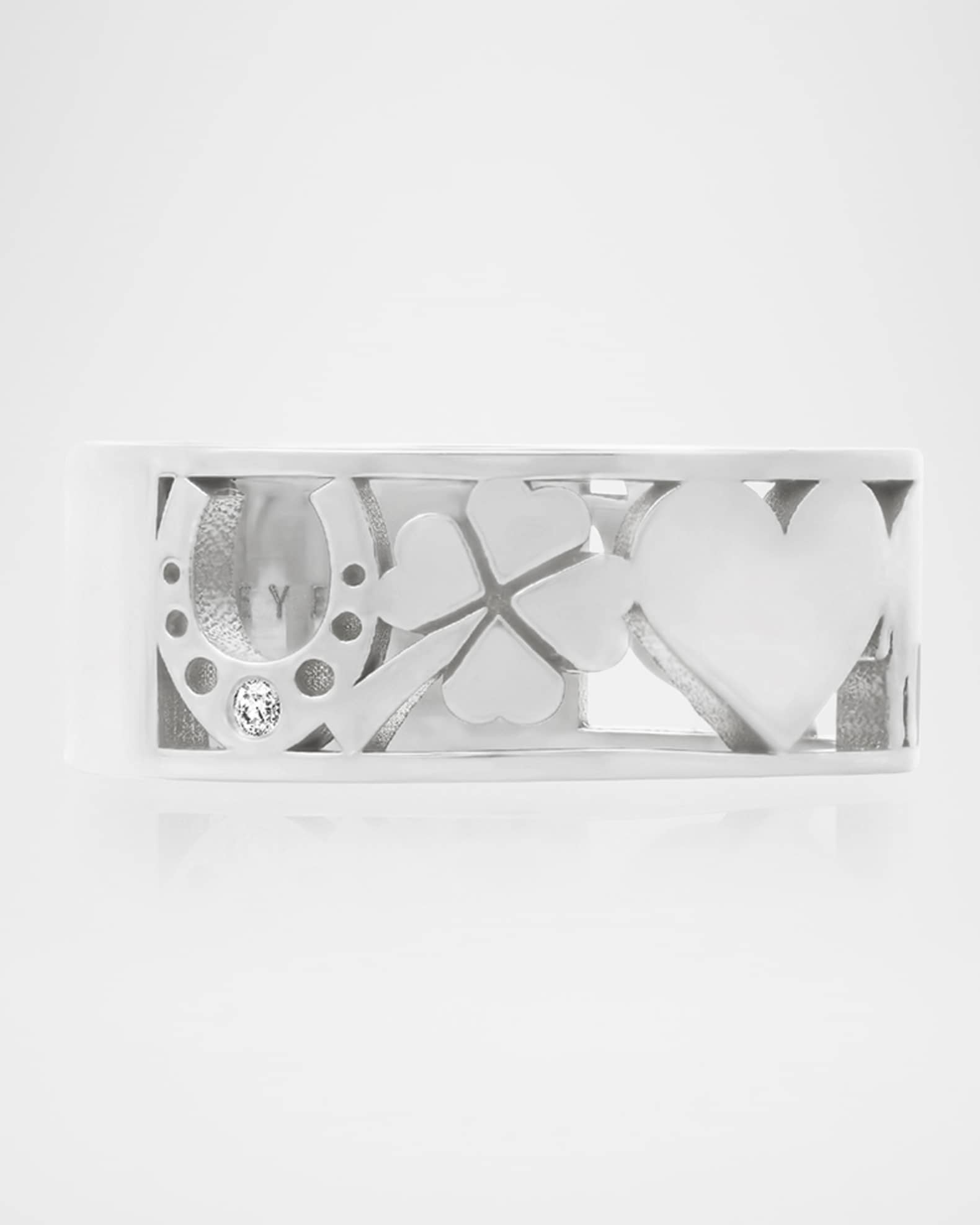 Jennifer Meyer 18K White Gold Good Luck Diamond Band Ring | Neiman Marcus