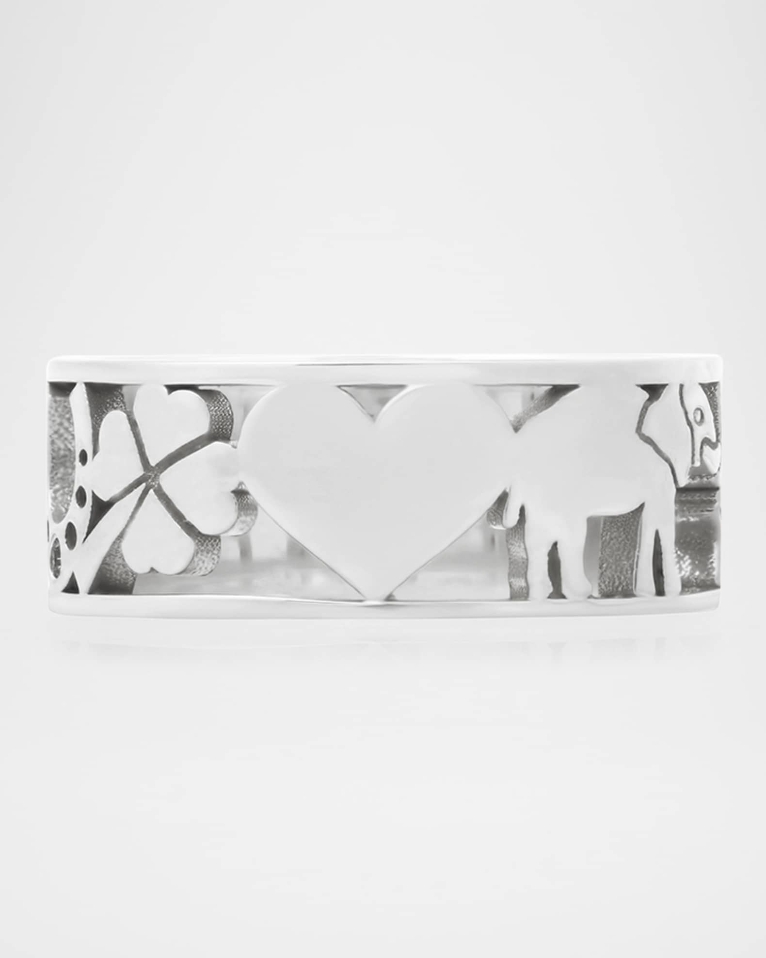 Jennifer Meyer 18K White Gold Good Luck Diamond Band Ring | Neiman Marcus