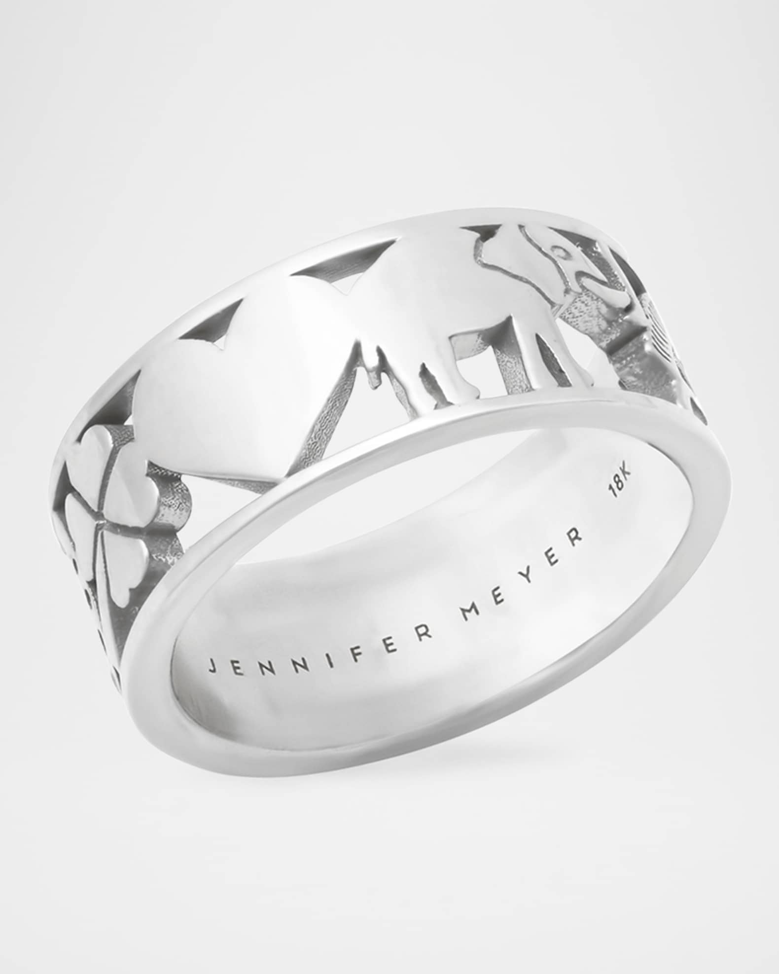 Jennifer Meyer 18K White Gold Good Luck Diamond Band Ring | Neiman Marcus