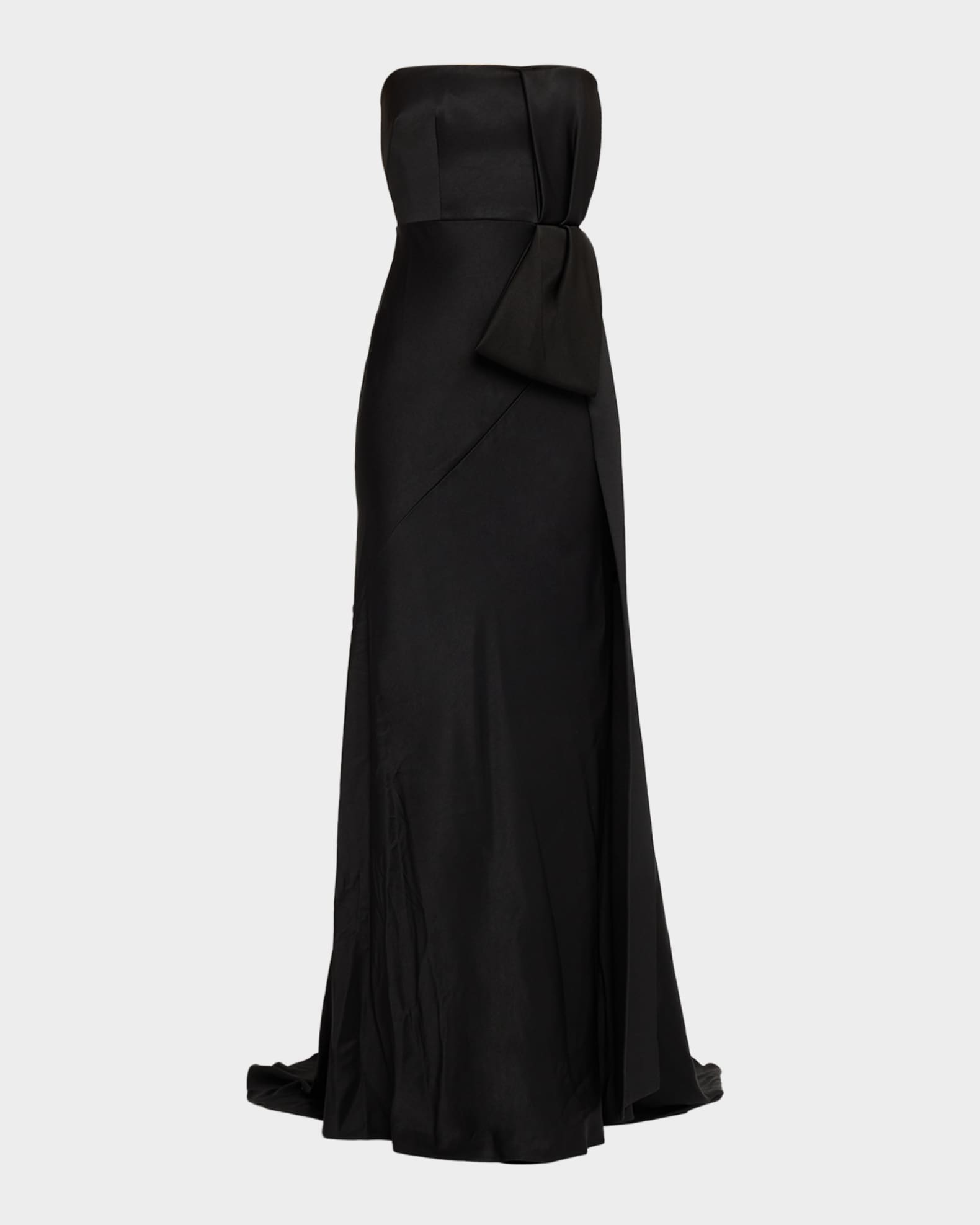 Alex Perry Strapless Gown With Bow In Satin Crepe | Neiman Marcus