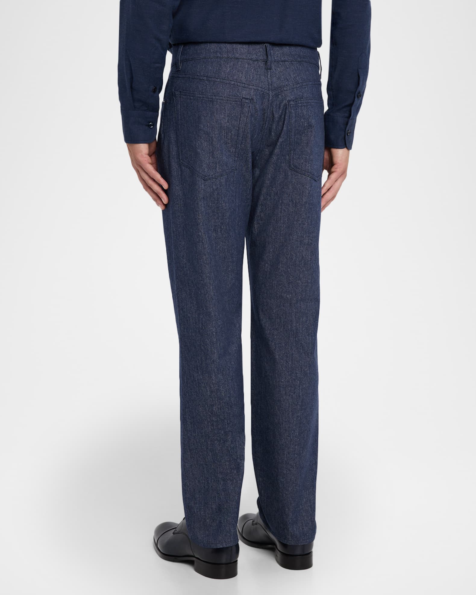 dunhill Men's Straight Cotton-Wool Denim Pants | Neiman Marcus