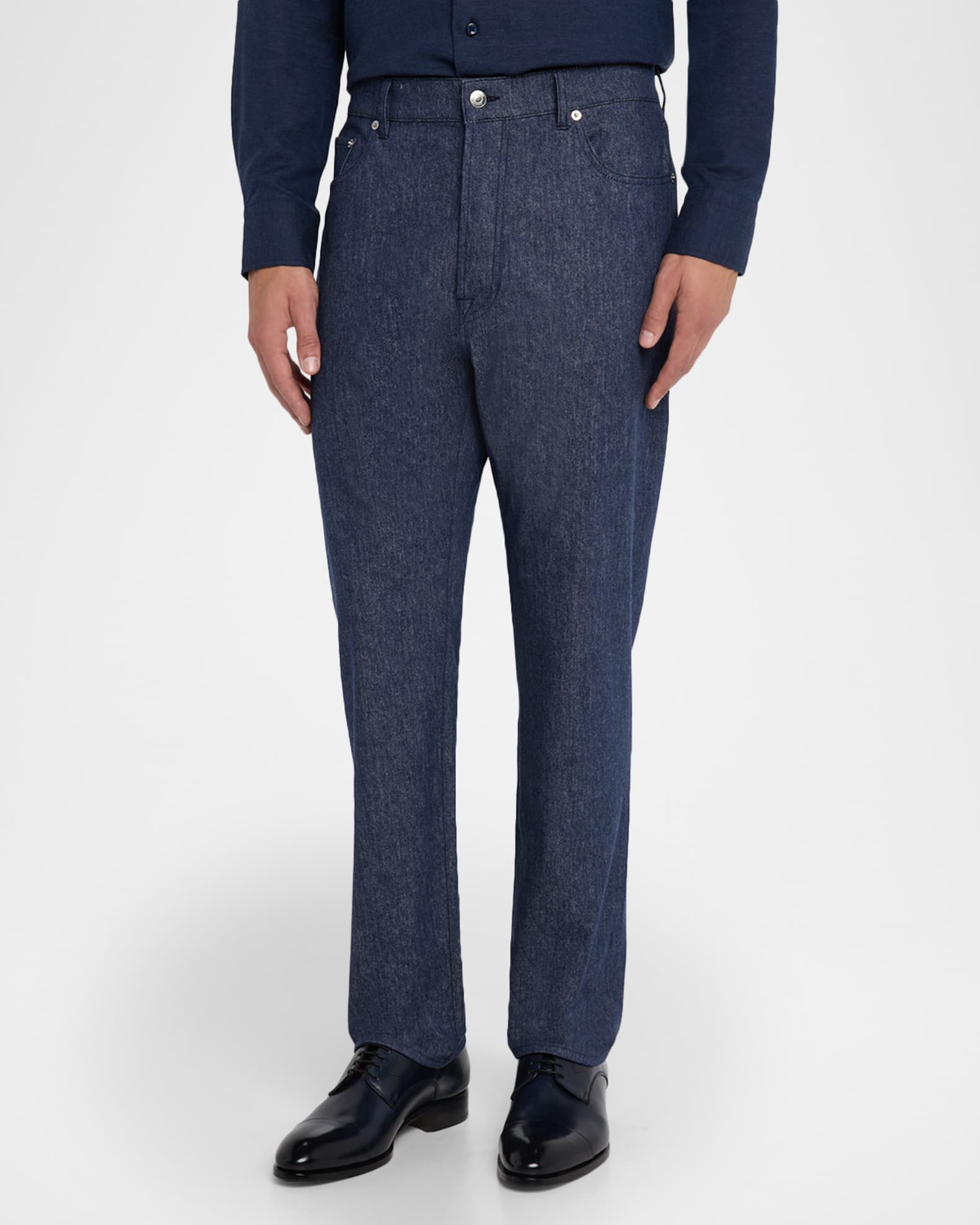 dunhill Men's Straight Cotton-Wool Denim Pants | Neiman Marcus