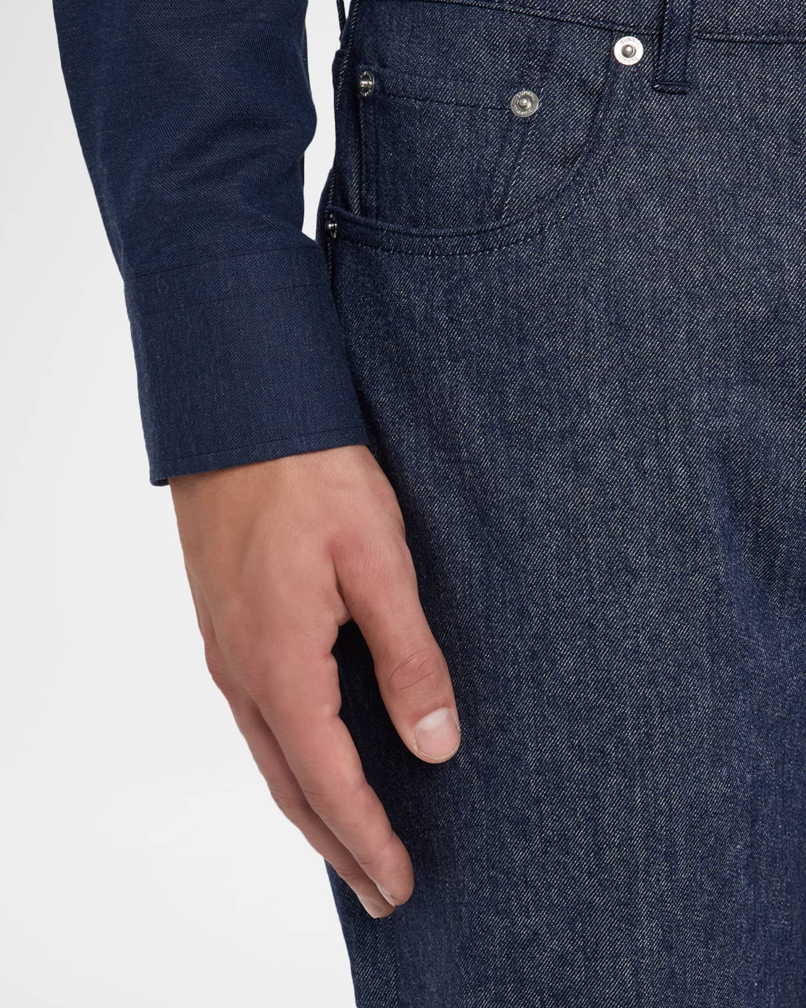 dunhill Men's Straight Cotton-Wool Denim Pants | Neiman Marcus