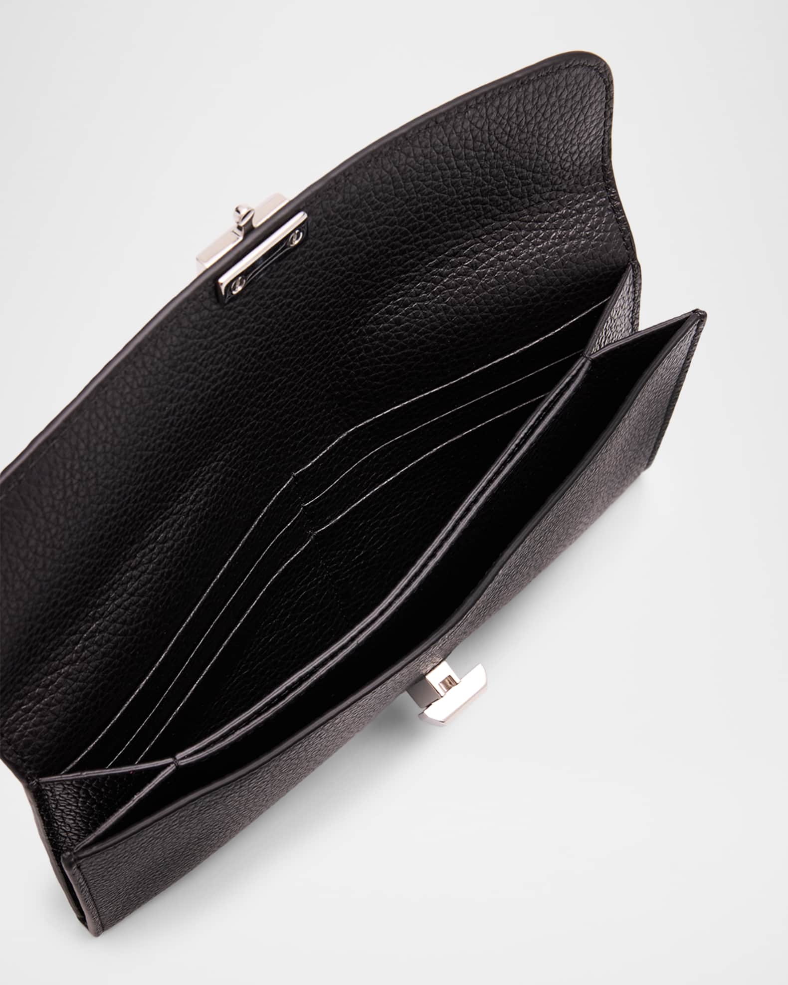 Toteme T-Lock Grain Leather Continental Wallet | Neiman Marcus