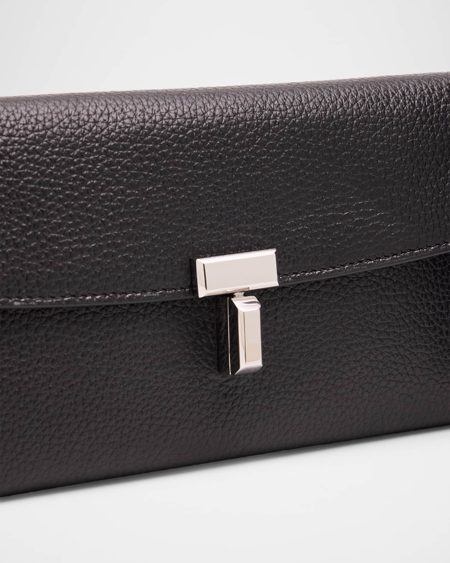 Toteme T-Lock Grain Leather Continental Wallet | Neiman Marcus