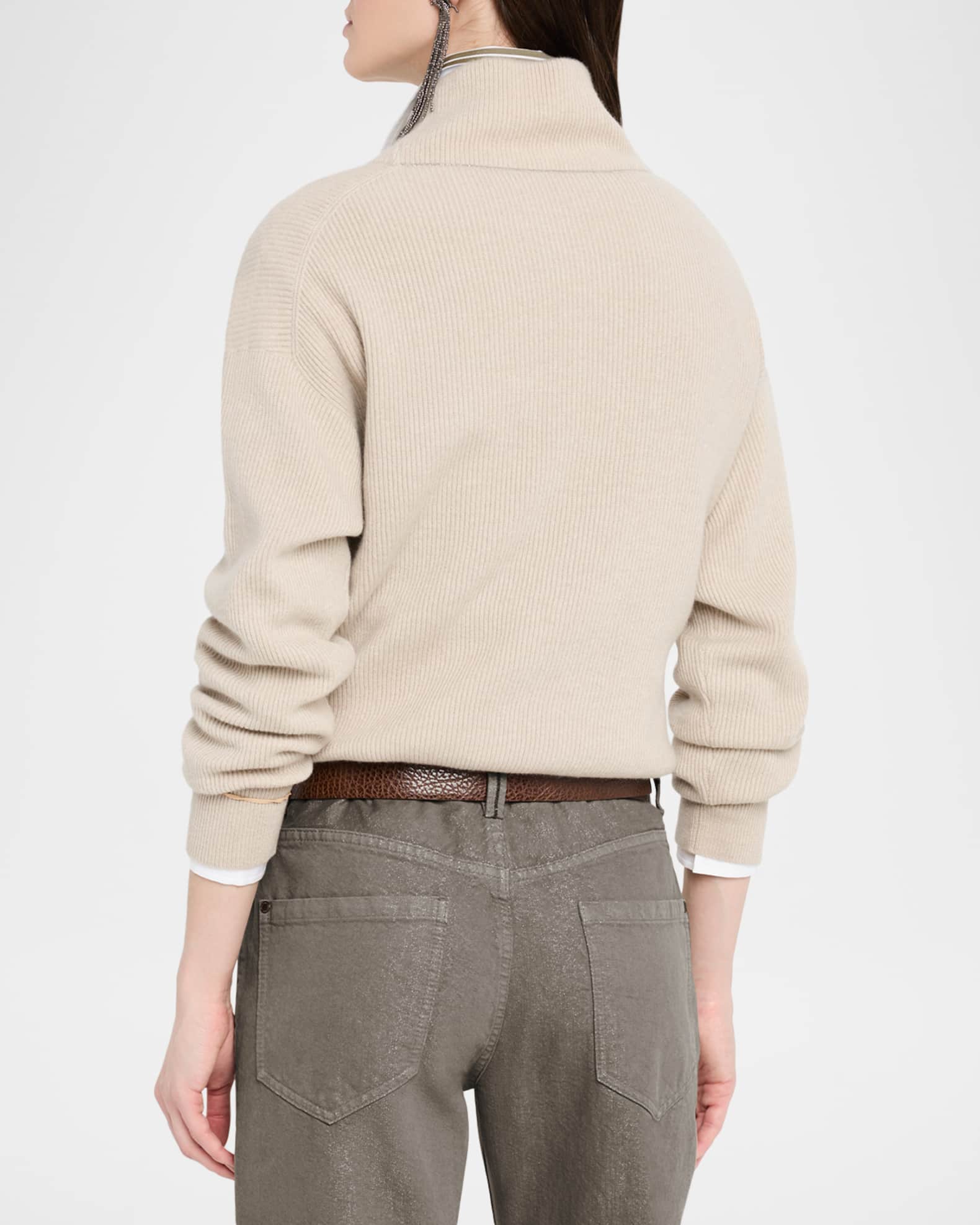 Brunello Cucinelli Mock-Neck Cashmere Sweater | Neiman Marcus
