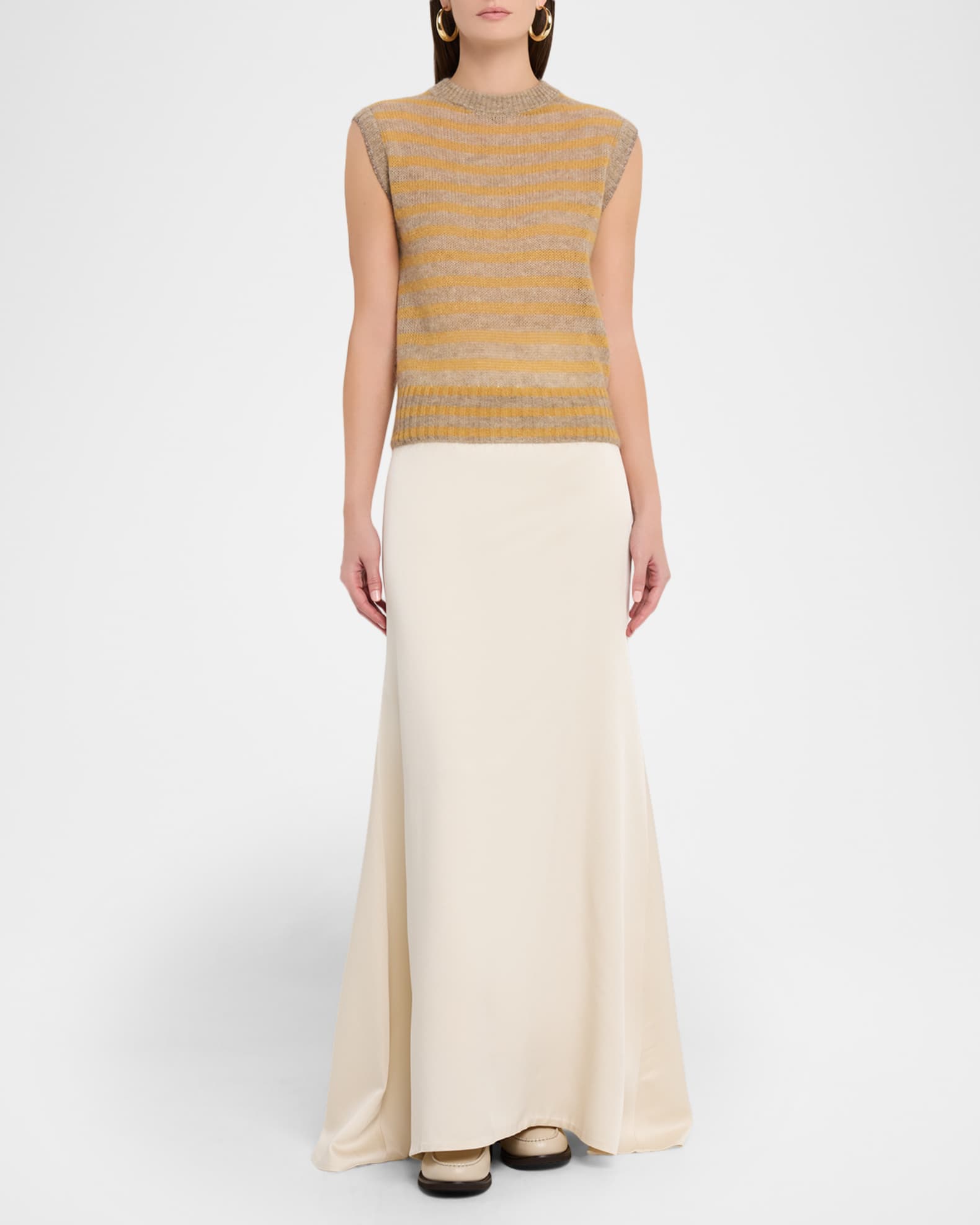 Brunello Cucinelli Satin Maxi Trumpet Skirt | Neiman Marcus