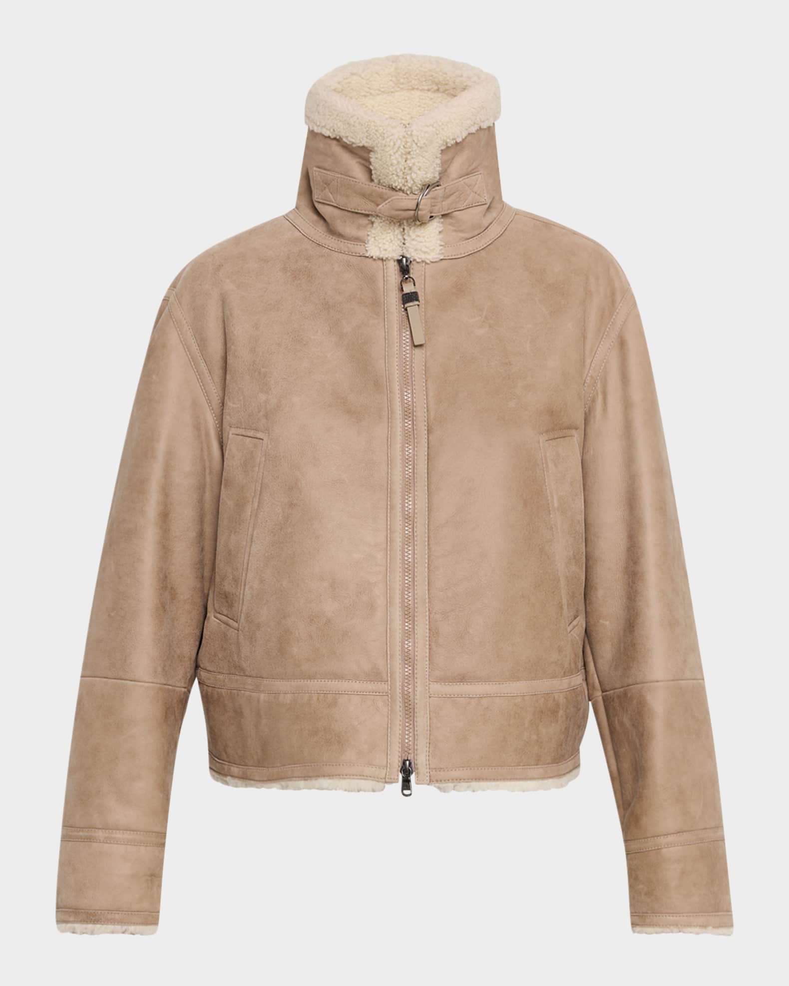 Brunello Cucinelli Vintage Shearling and Suede Jacket | Neiman Marcus