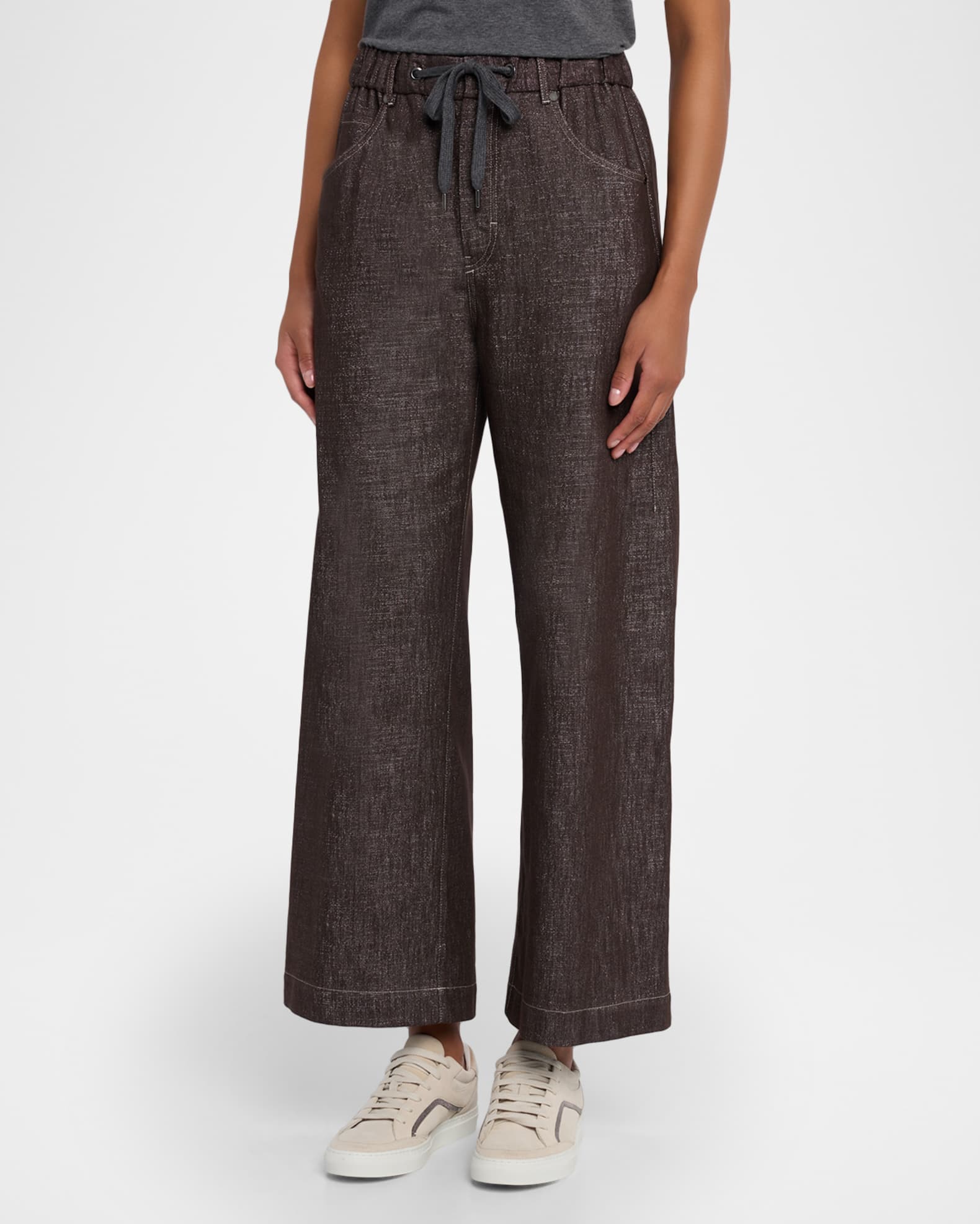Brunello Cucinelli Sparkling Denim Straight-Leg Pants | Neiman Marcus