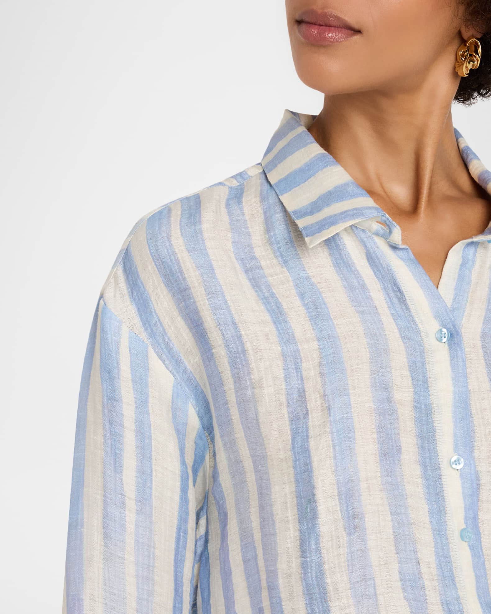 Marie Oliver Nico Oversized Striped Beach Shirt | Neiman Marcus