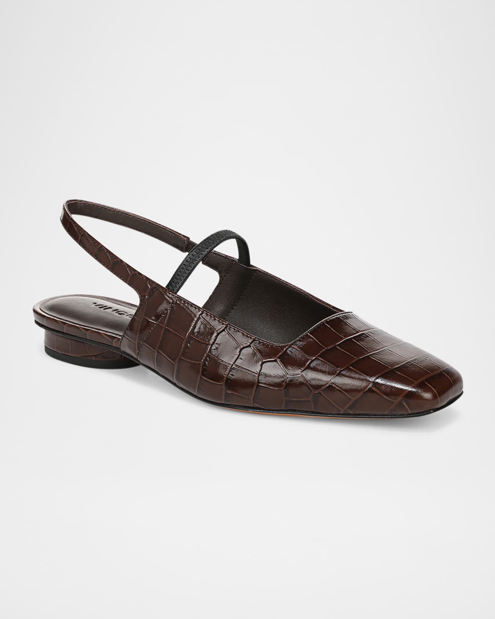 Vince Venice Croc-Embossed Leather Slingback Flats | Neiman Marcus