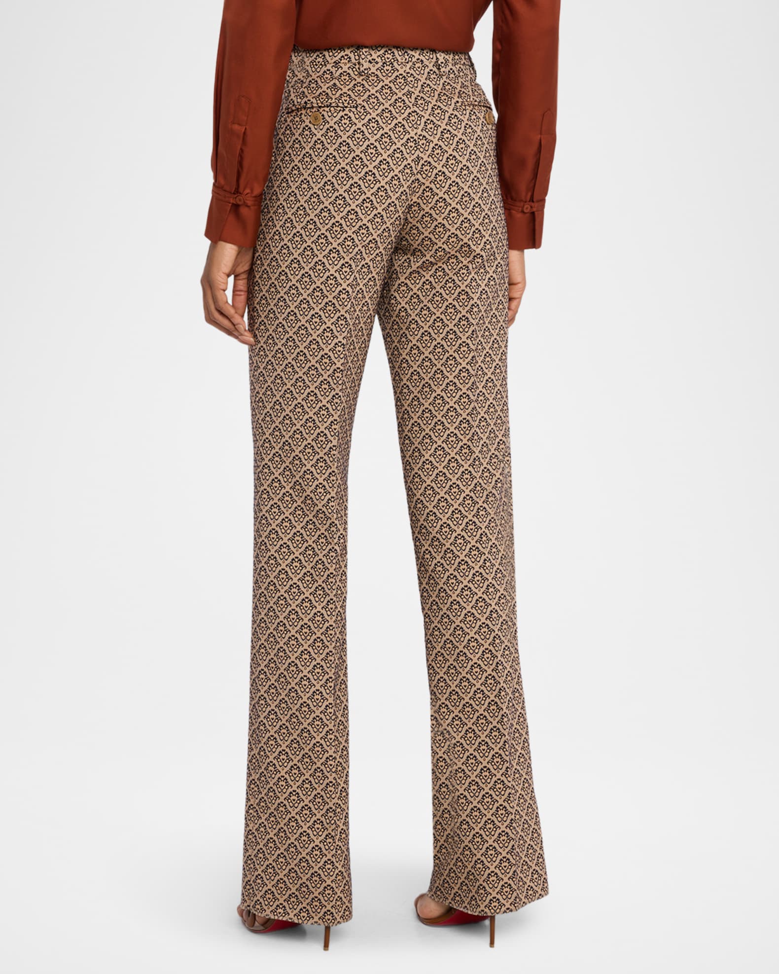 Etro Diamond Jacquard Flare Trousers | Neiman Marcus