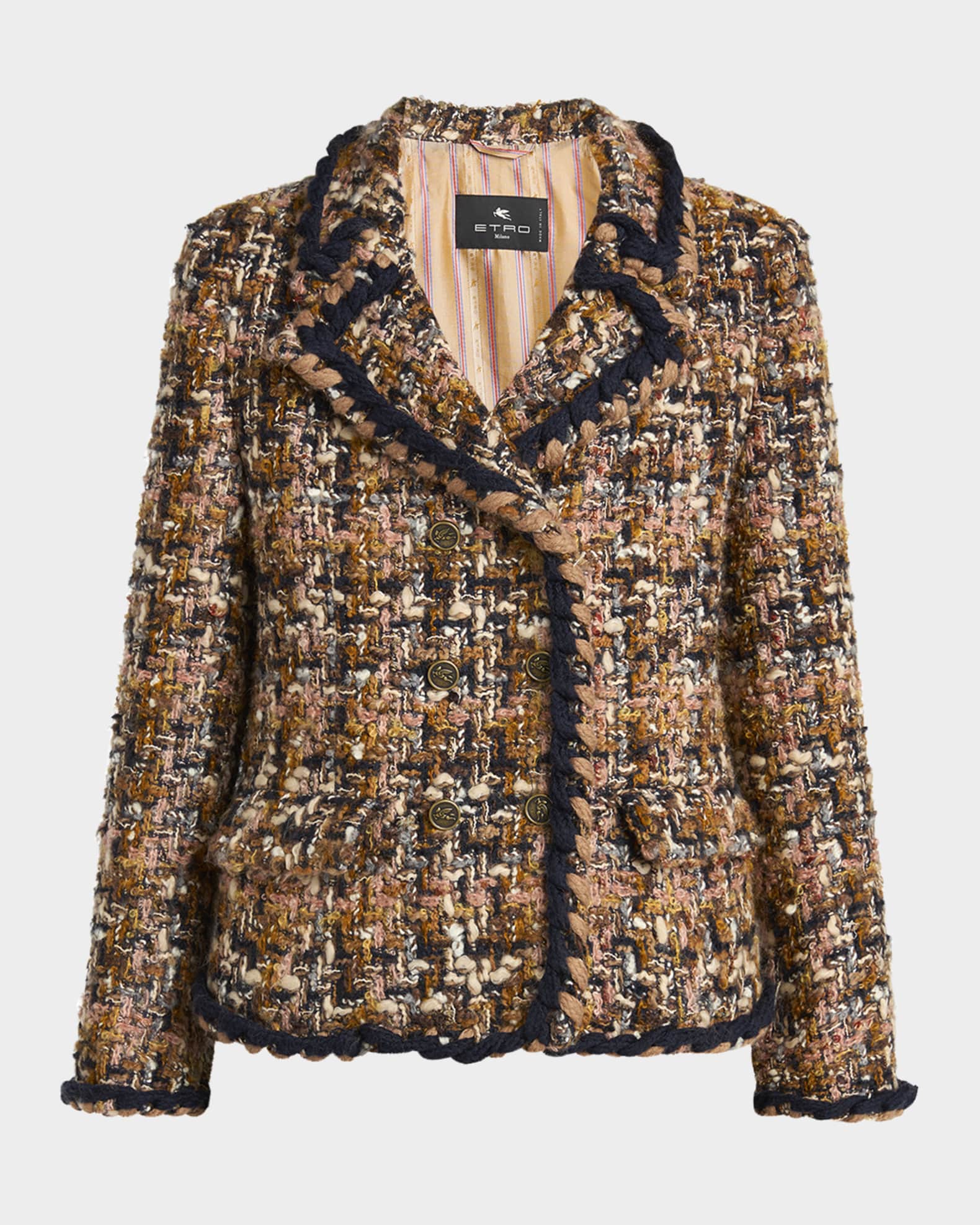 Etro Metallic Tweed Double-Breasted Jacket | Neiman Marcus