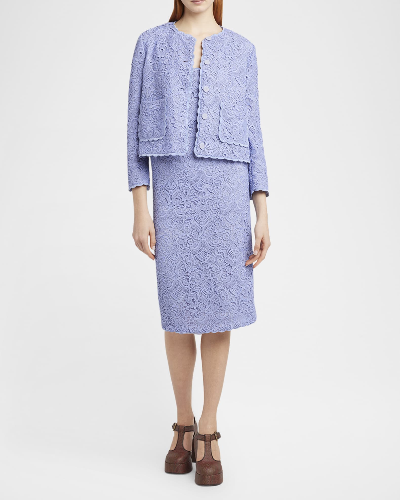 Etro Lace Single-Breasted Crop Jacket | Neiman Marcus