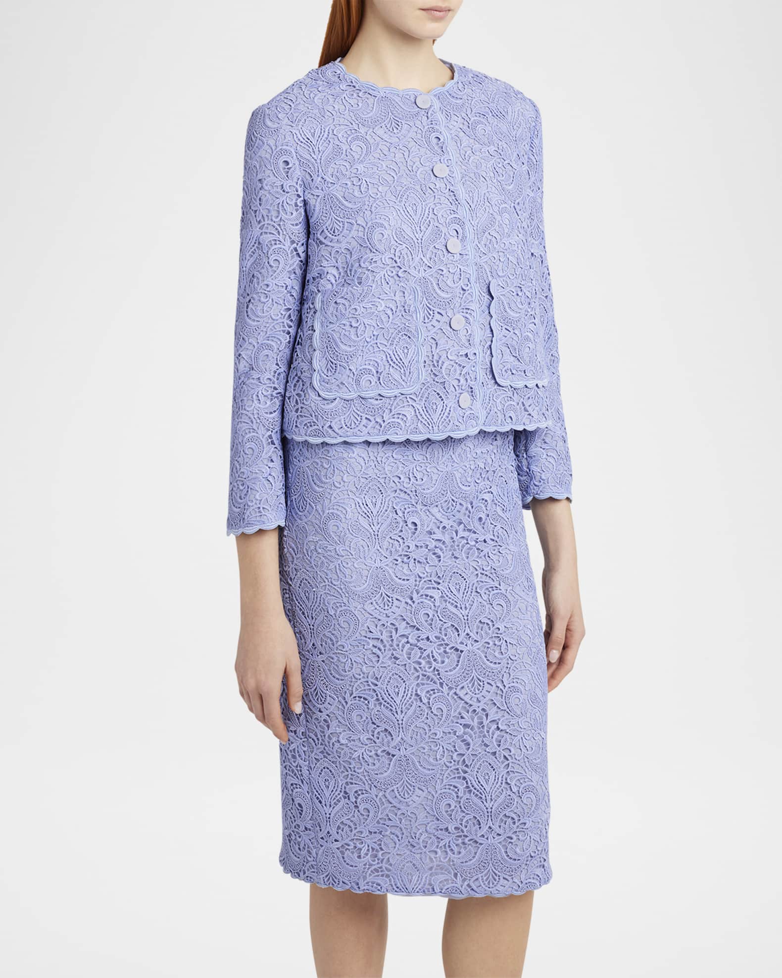 Etro Lace Single-Breasted Crop Jacket | Neiman Marcus