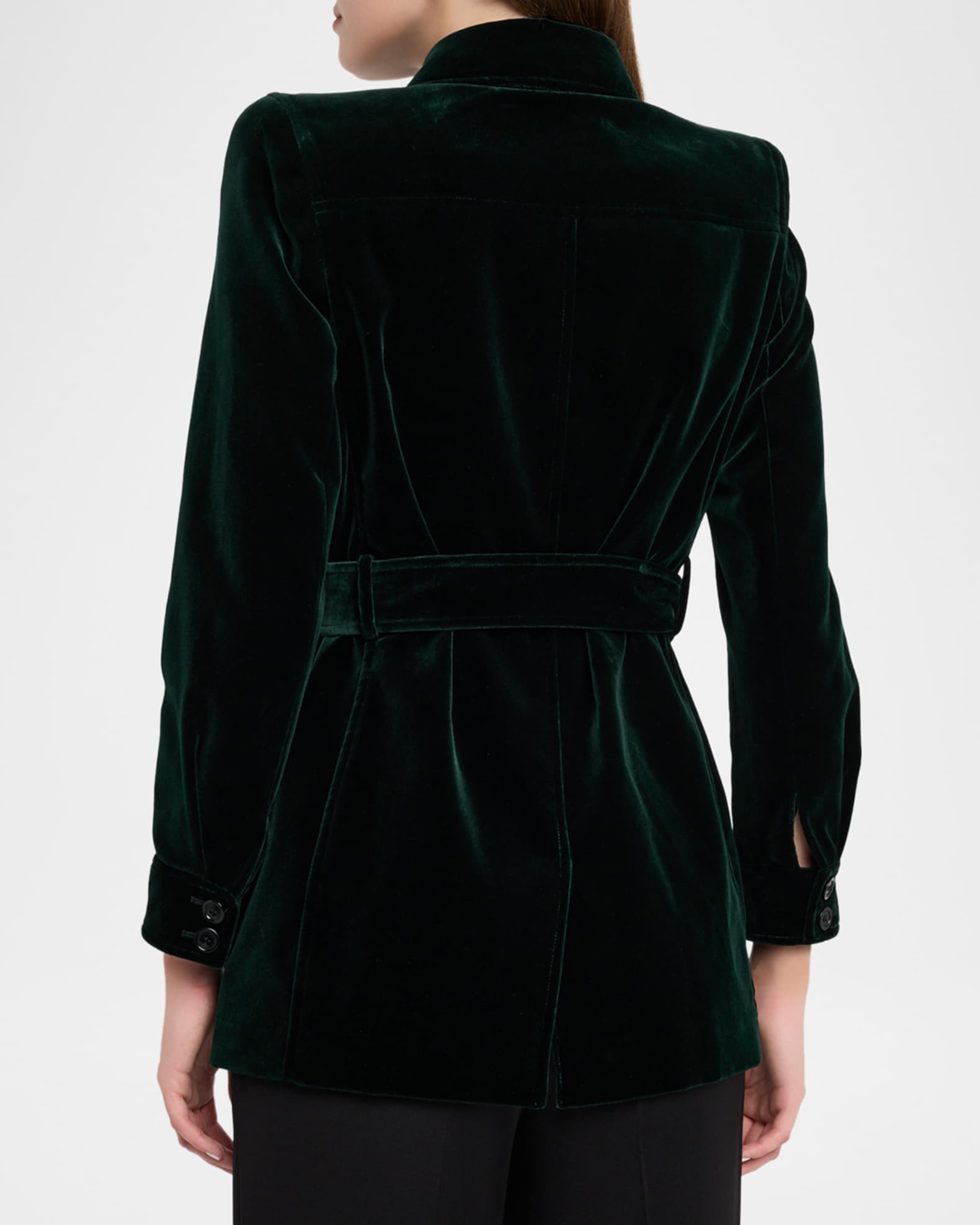 Saint Laurent Saharienne Belted Cotton Velvet Jacket | Neiman Marcus