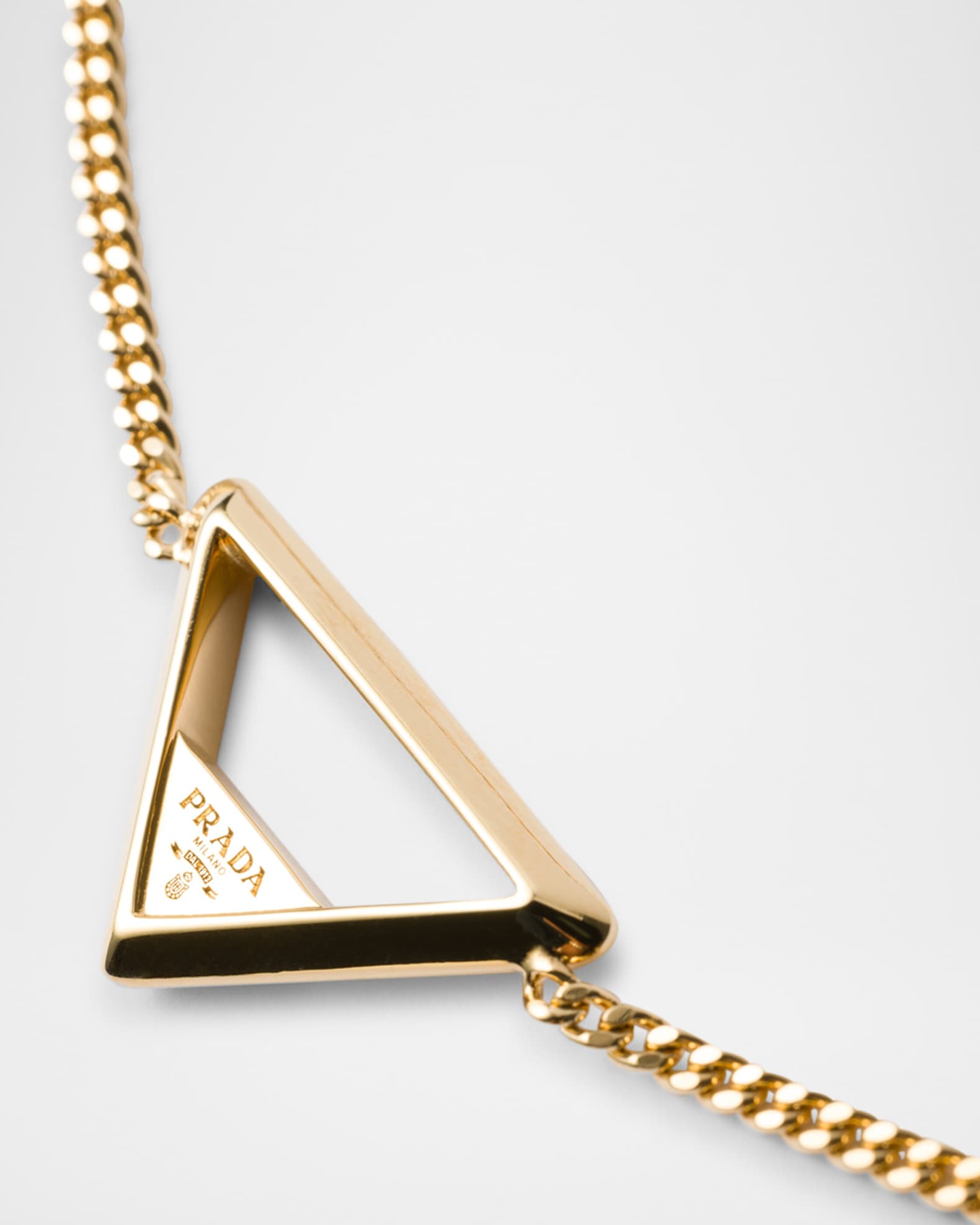 Prada Triangle Brass Station Necklace | Neiman Marcus