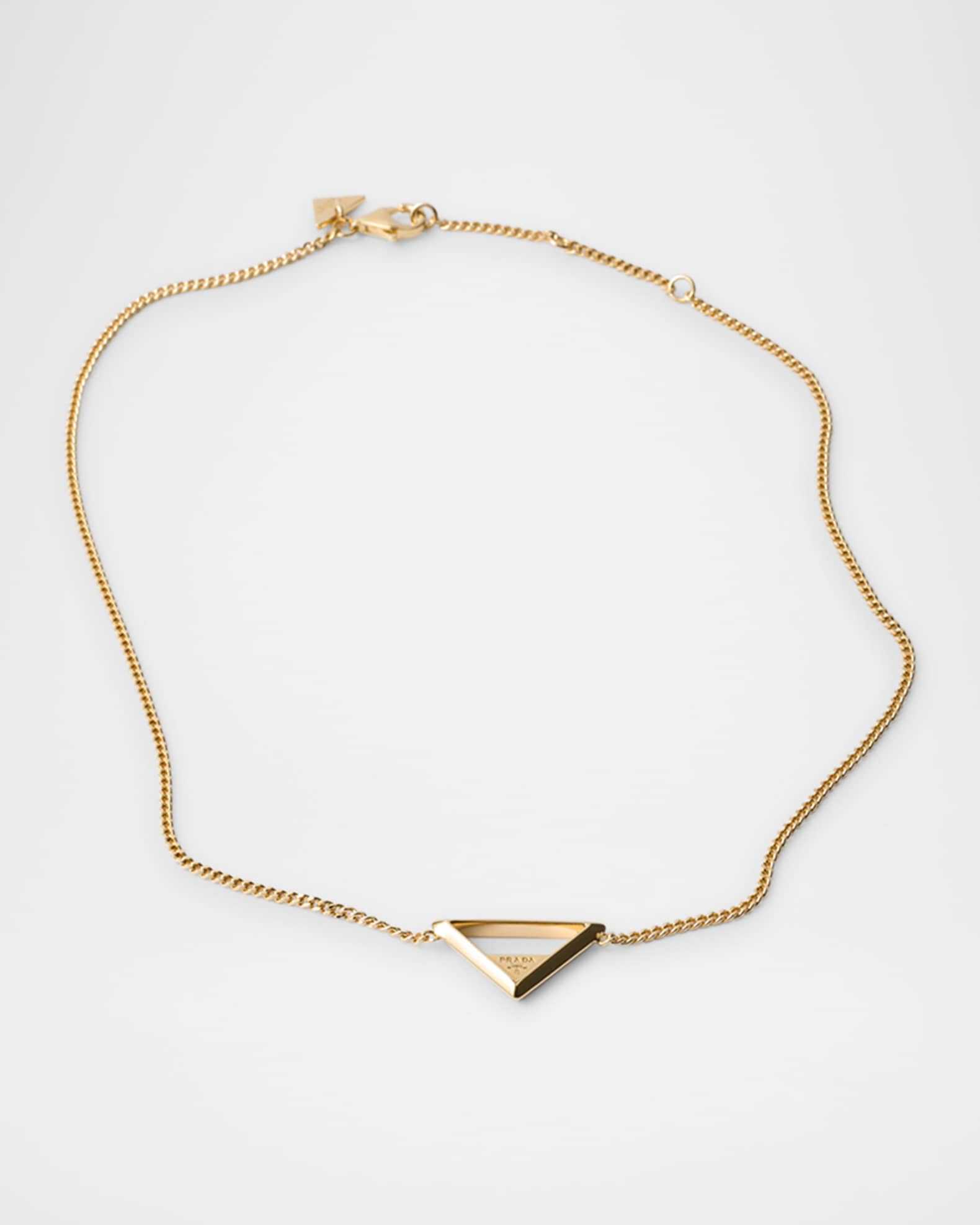 Prada Triangle Brass Station Necklace | Neiman Marcus
