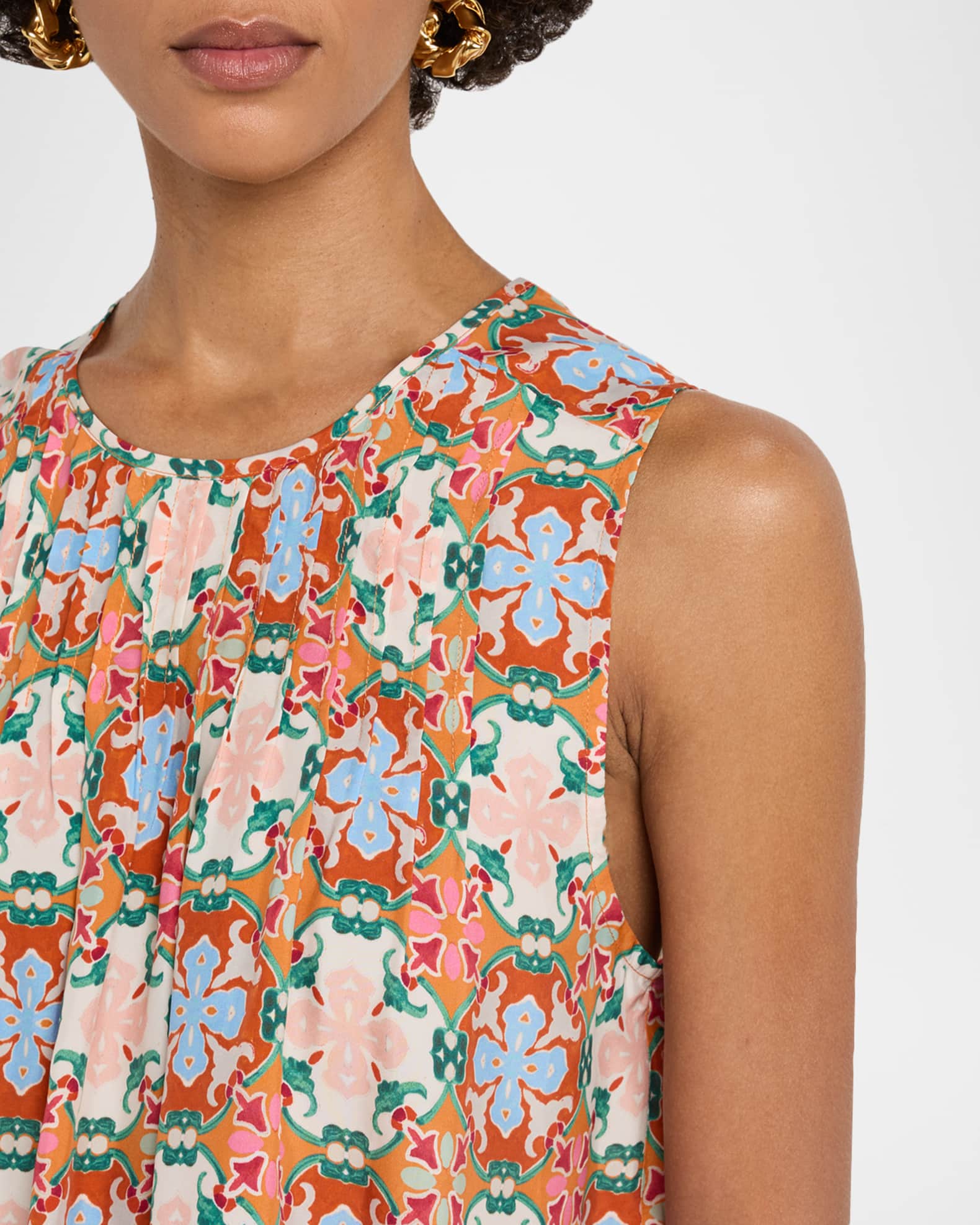 Marie Oliver Letta Pleated Tank Top | Neiman Marcus