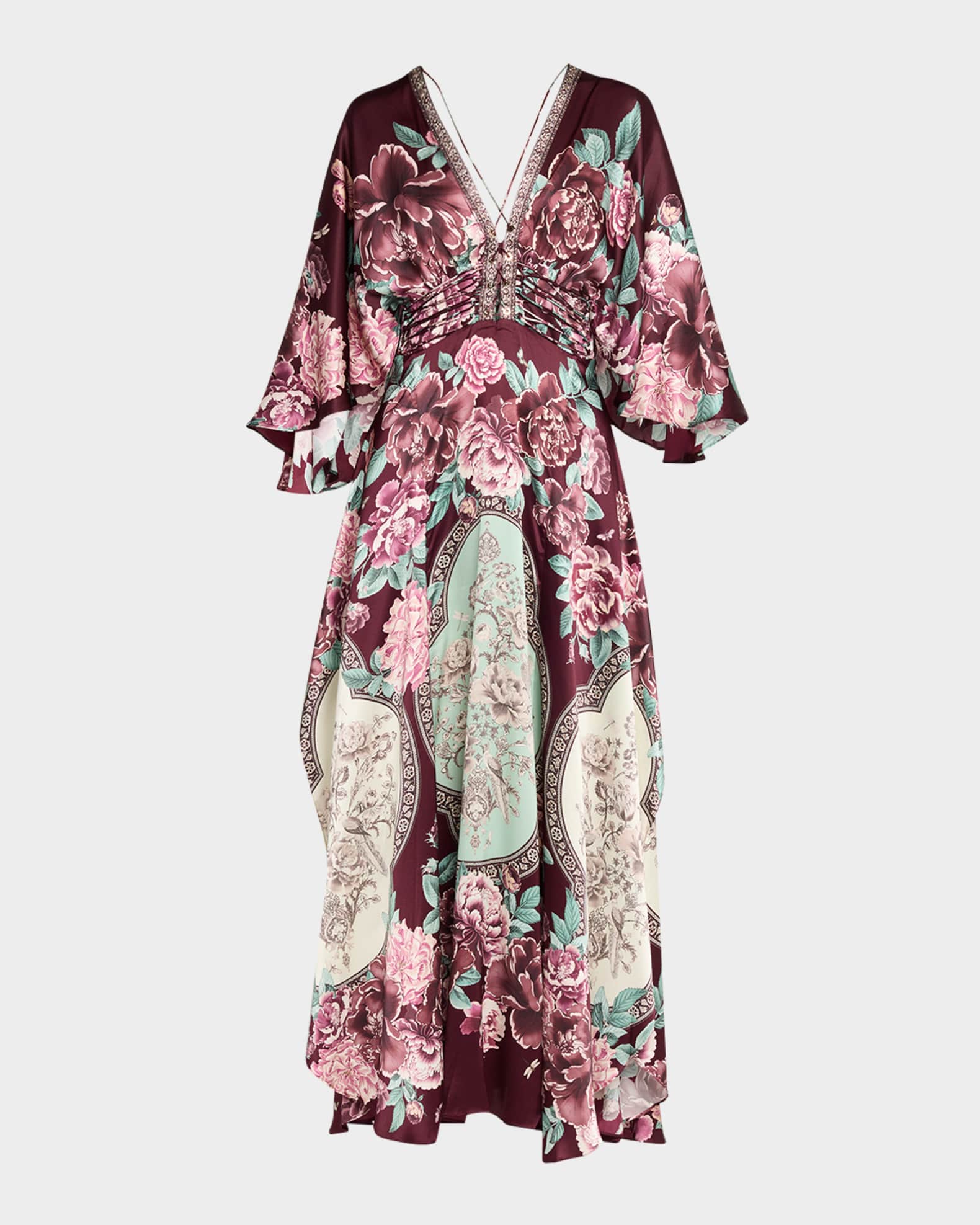 Camilla If These Tiles Could Talk Lace-Up Maxi Dress | Neiman Marcus