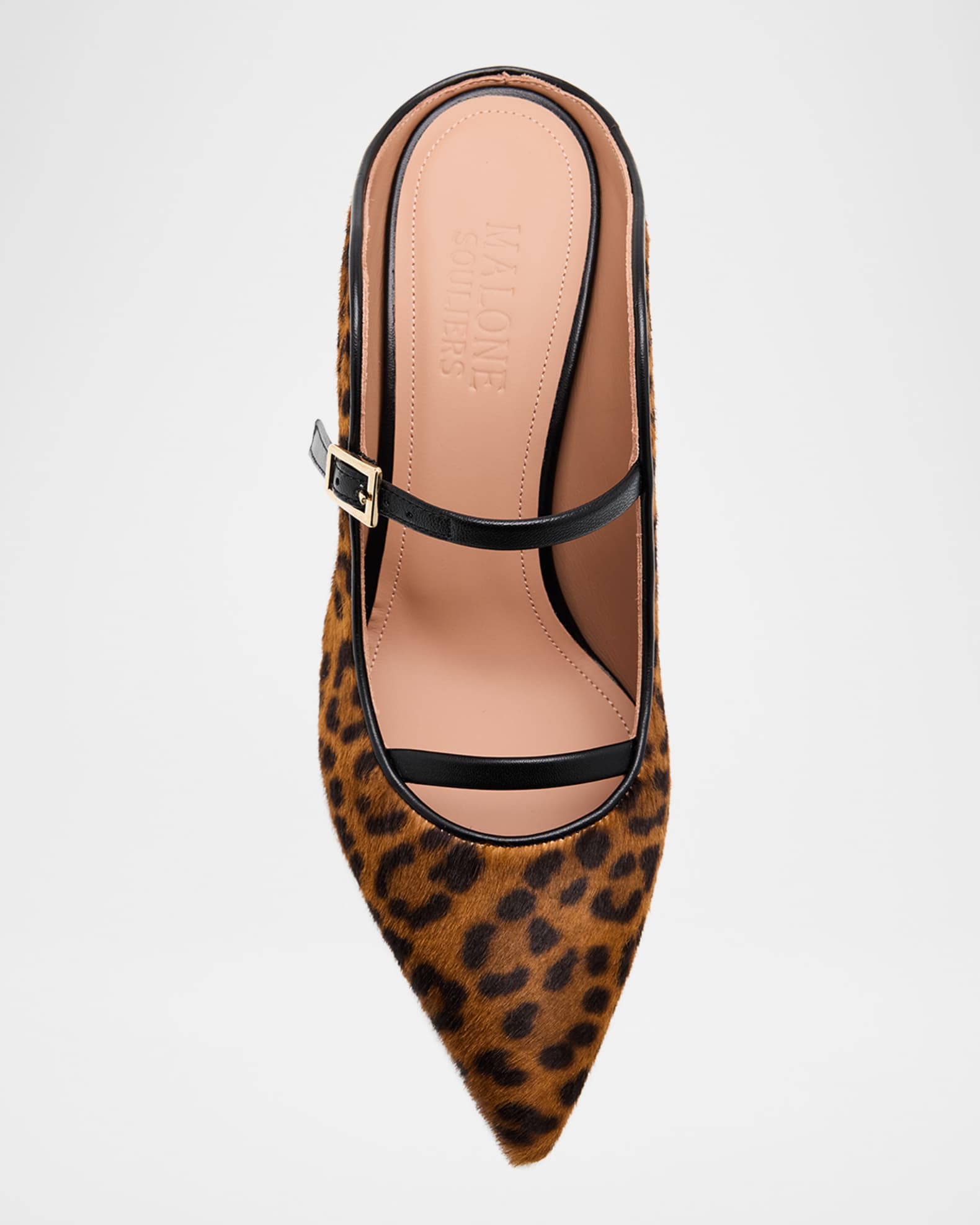Malone Souliers Gala Leopard-Printed Calf Hair Mule Pumps | Neiman Marcus