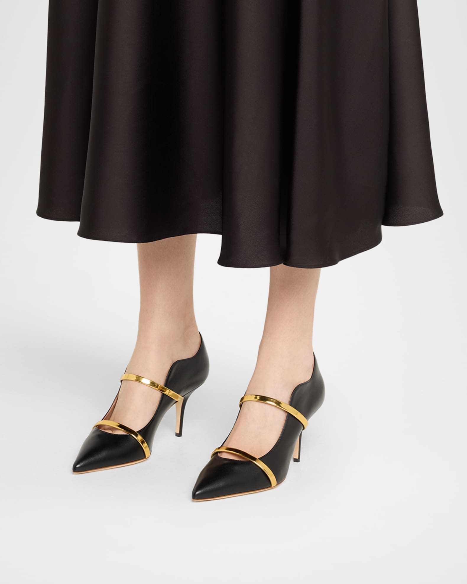 Malone Souliers Maureen Nappa Leather Double-Strap Pumps | Neiman Marcus