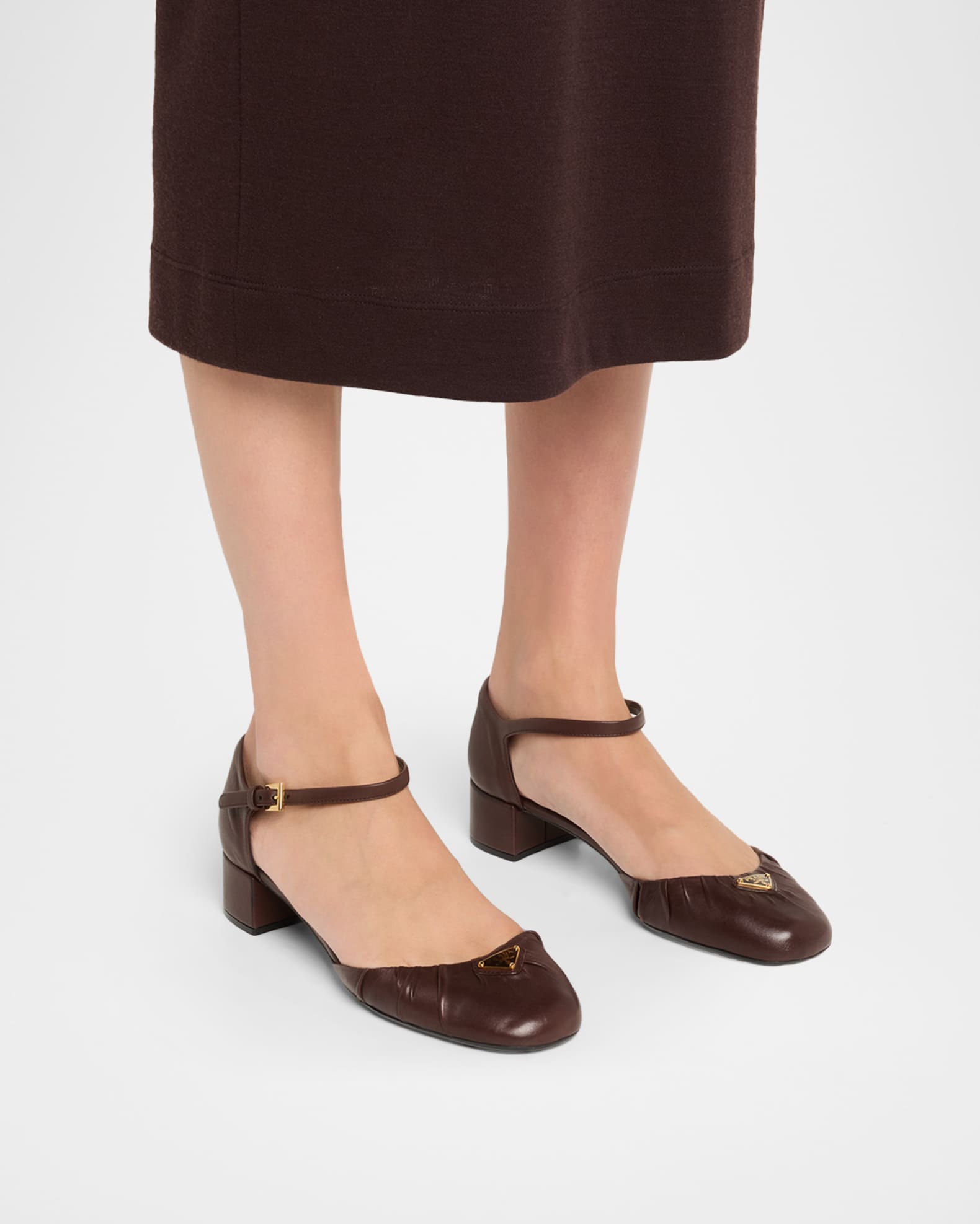 Prada Leather Triangle Logo Mary Jane Pumps | Neiman Marcus