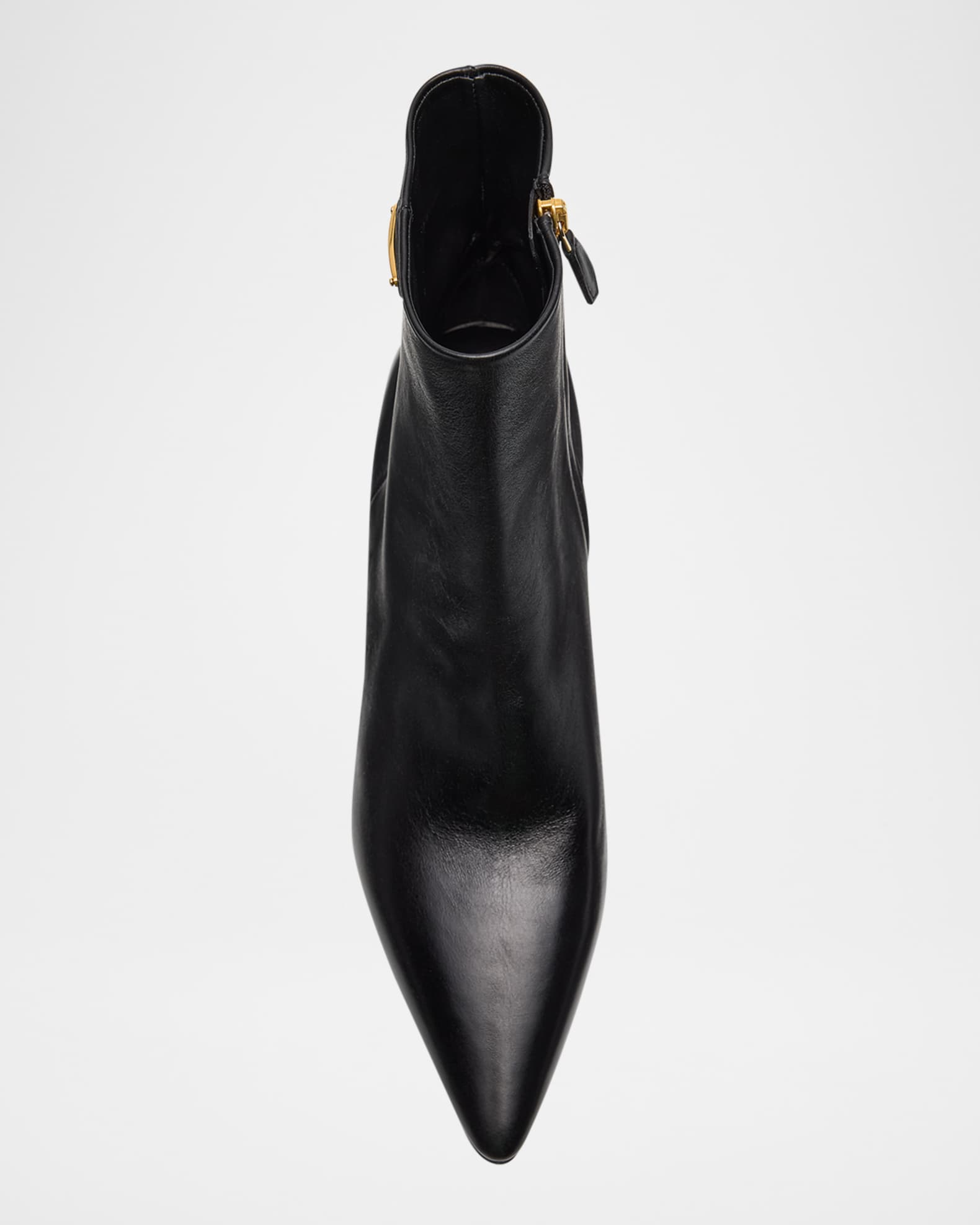 Prada Triangle Logo Leather Kitten-Heel Booties | Neiman Marcus