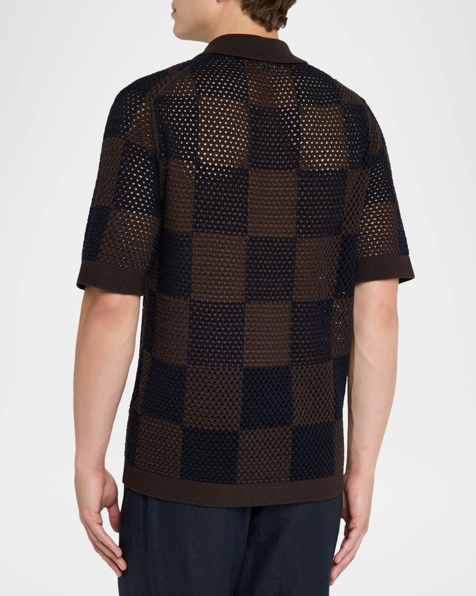 Reiss Men's Alfred Checkered Crochet Short-Sleeve Shirt | Neiman Marcus