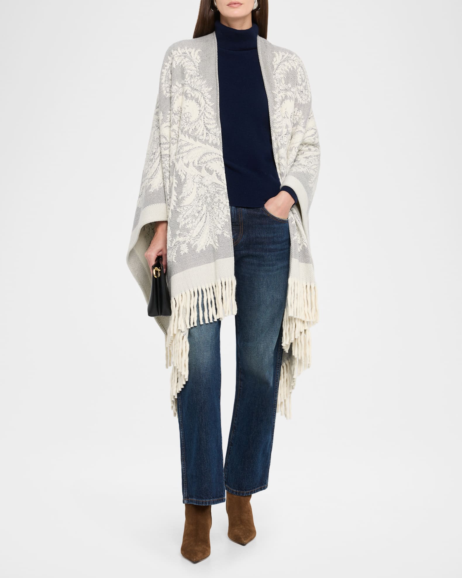 Etro Paisley Jacquard Wool Cape | Neiman Marcus