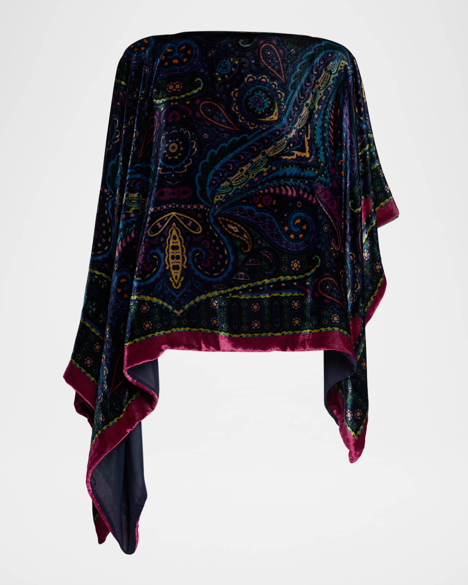 Etro Paisley Velvet Asymmetric Poncho | Neiman Marcus