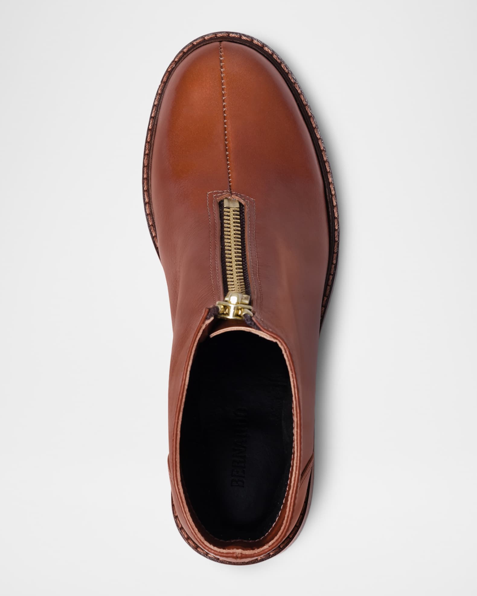 Bernardo Tess Leather Front-Zip Ankle Boots | Neiman Marcus
