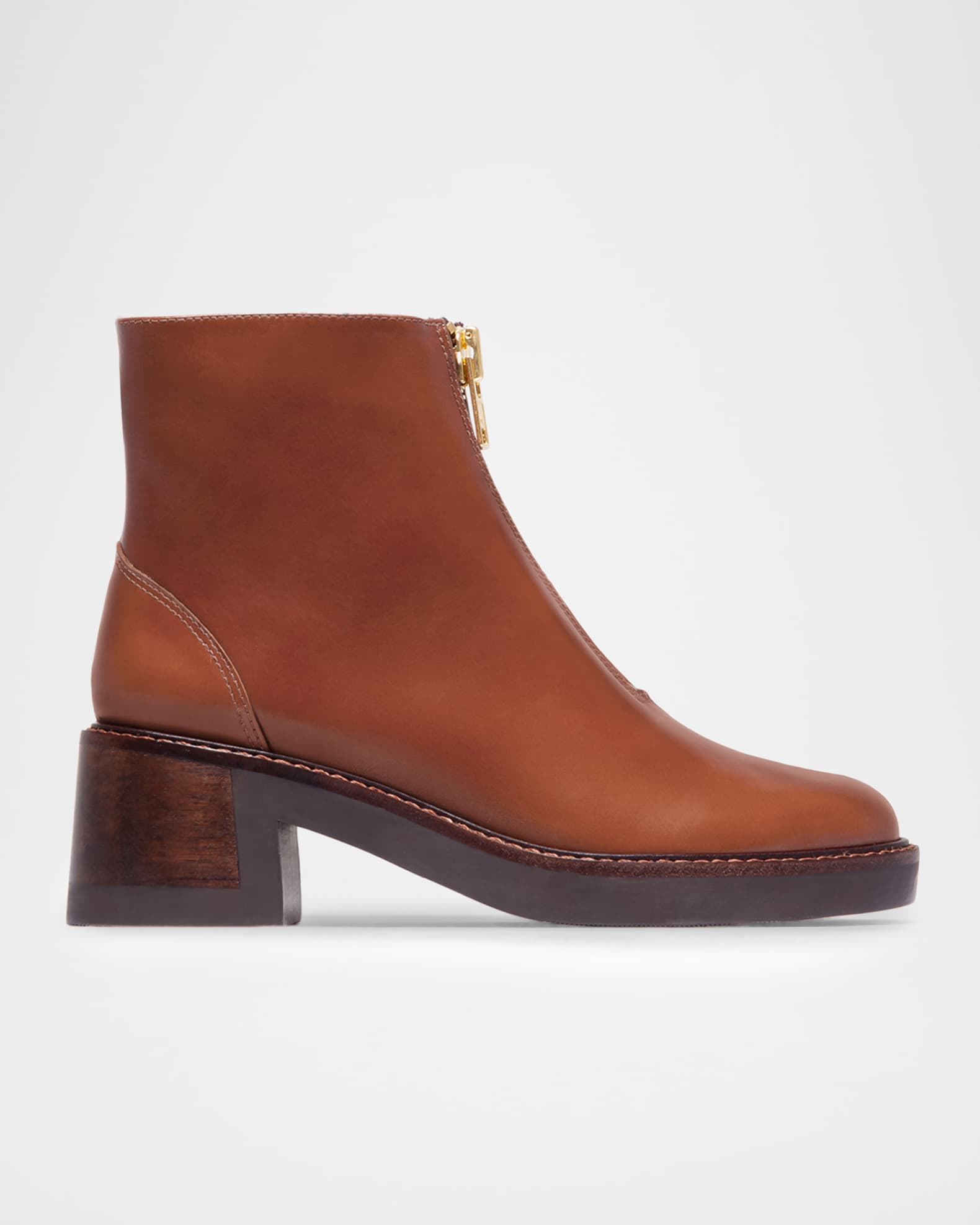 Bernardo Tess Leather Front-Zip Ankle Boots | Neiman Marcus