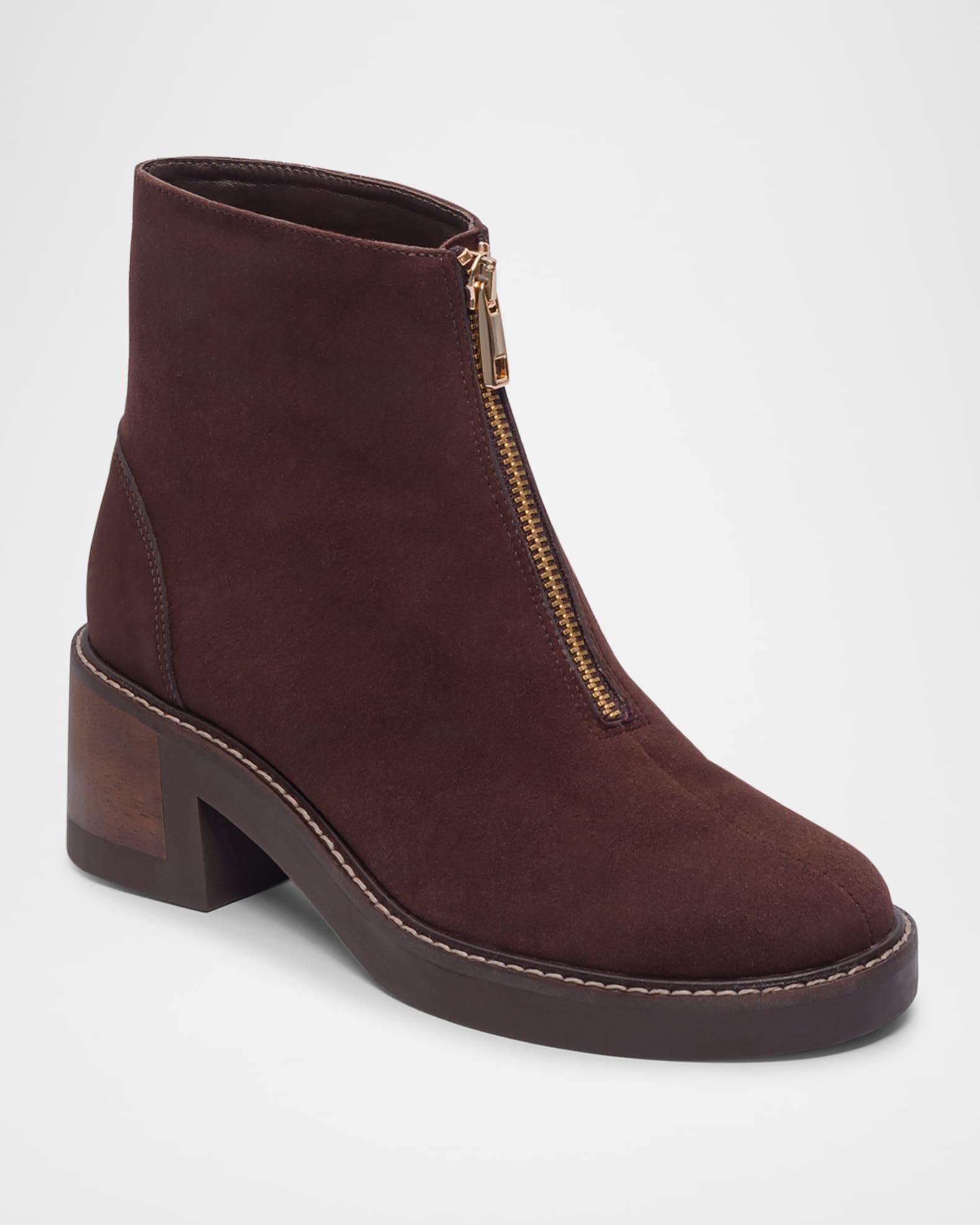 Bernardo Tess Suede Zip-Front Booties | Neiman Marcus