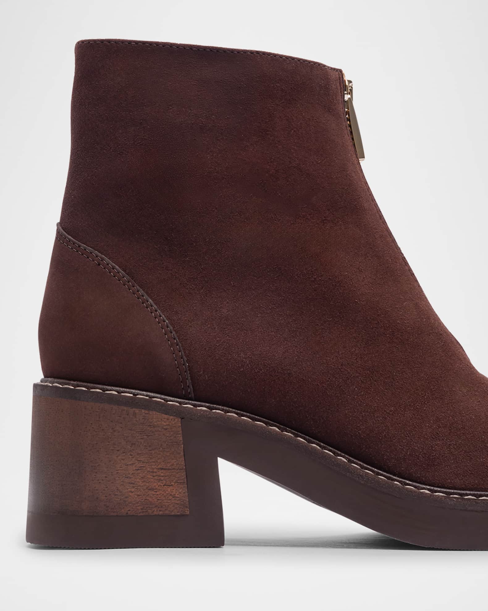 Bernardo Tess Suede Zip-Front Booties | Neiman Marcus