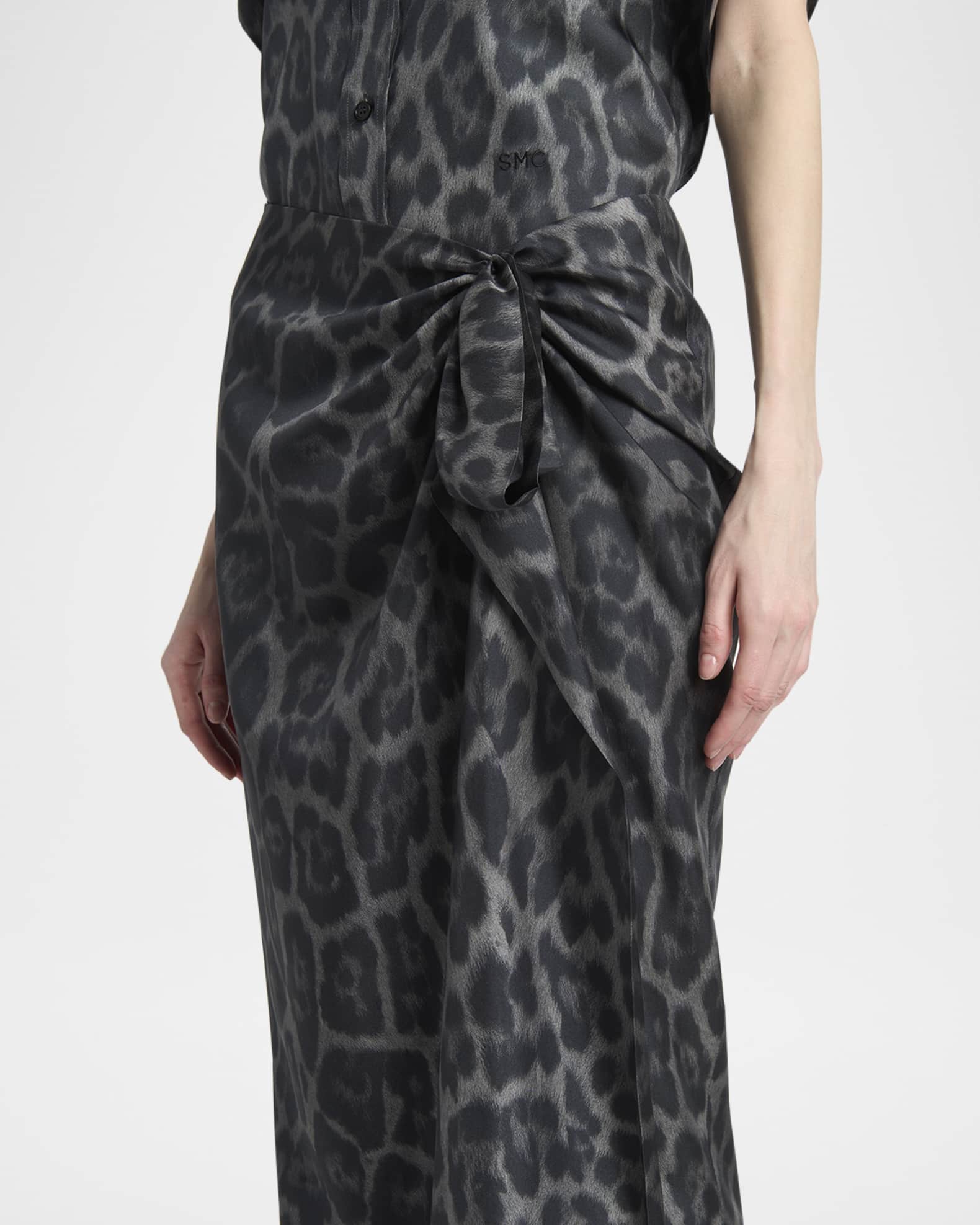 Stella McCartney Leopard-Print Gathered Silk Midi Skirt | Neiman Marcus