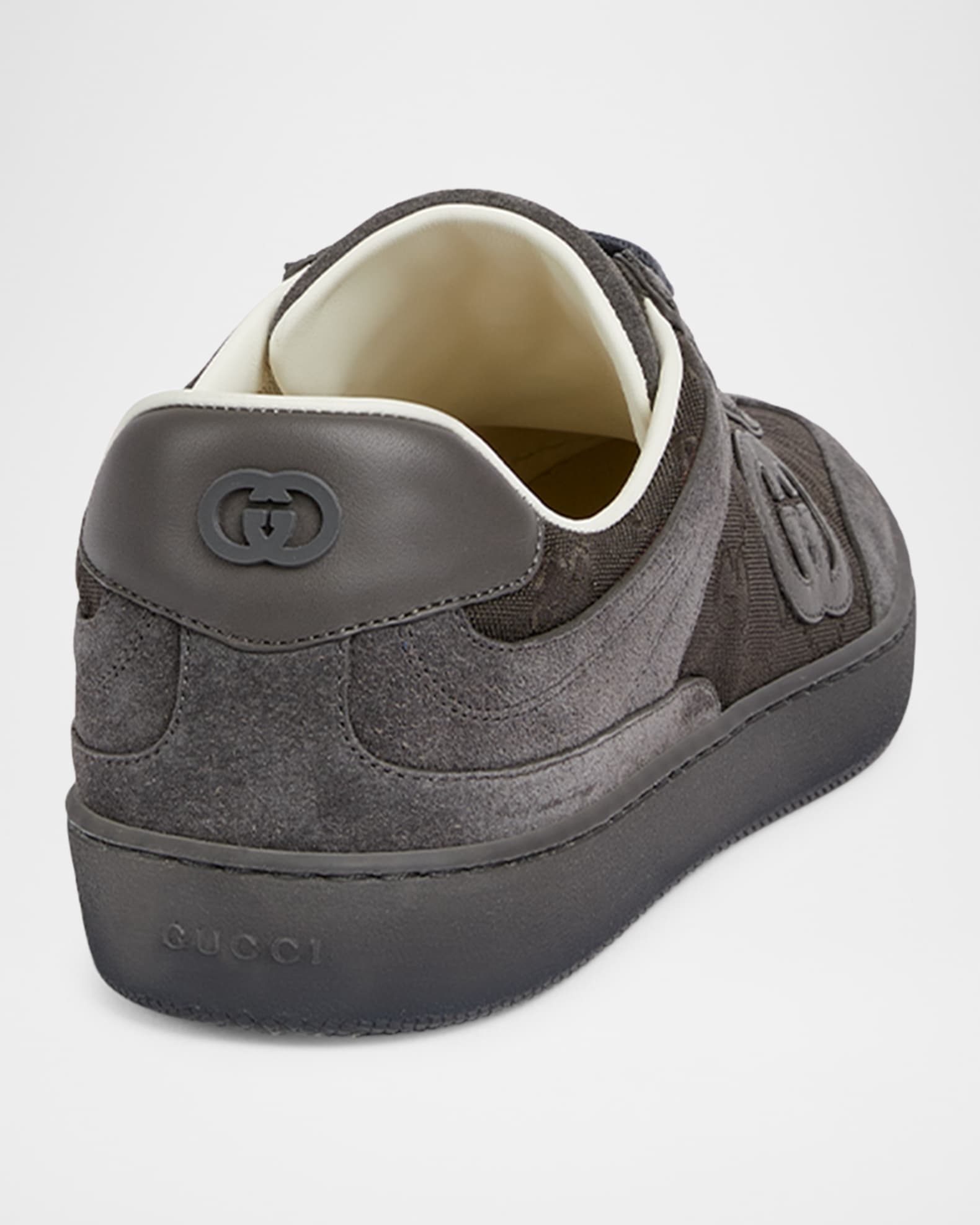 Gucci Mens G74 Tonal Canvas and Suede Sneakers | Neiman Marcus