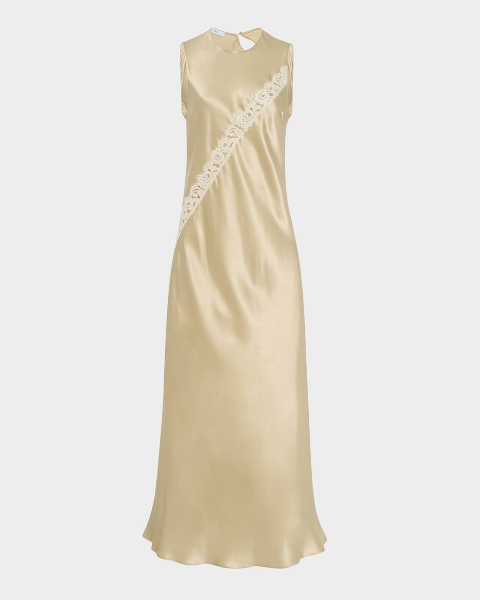 Rosetta Getty Bias-Cut Diagonal Lace Satin Slip Dress | Neiman Marcus