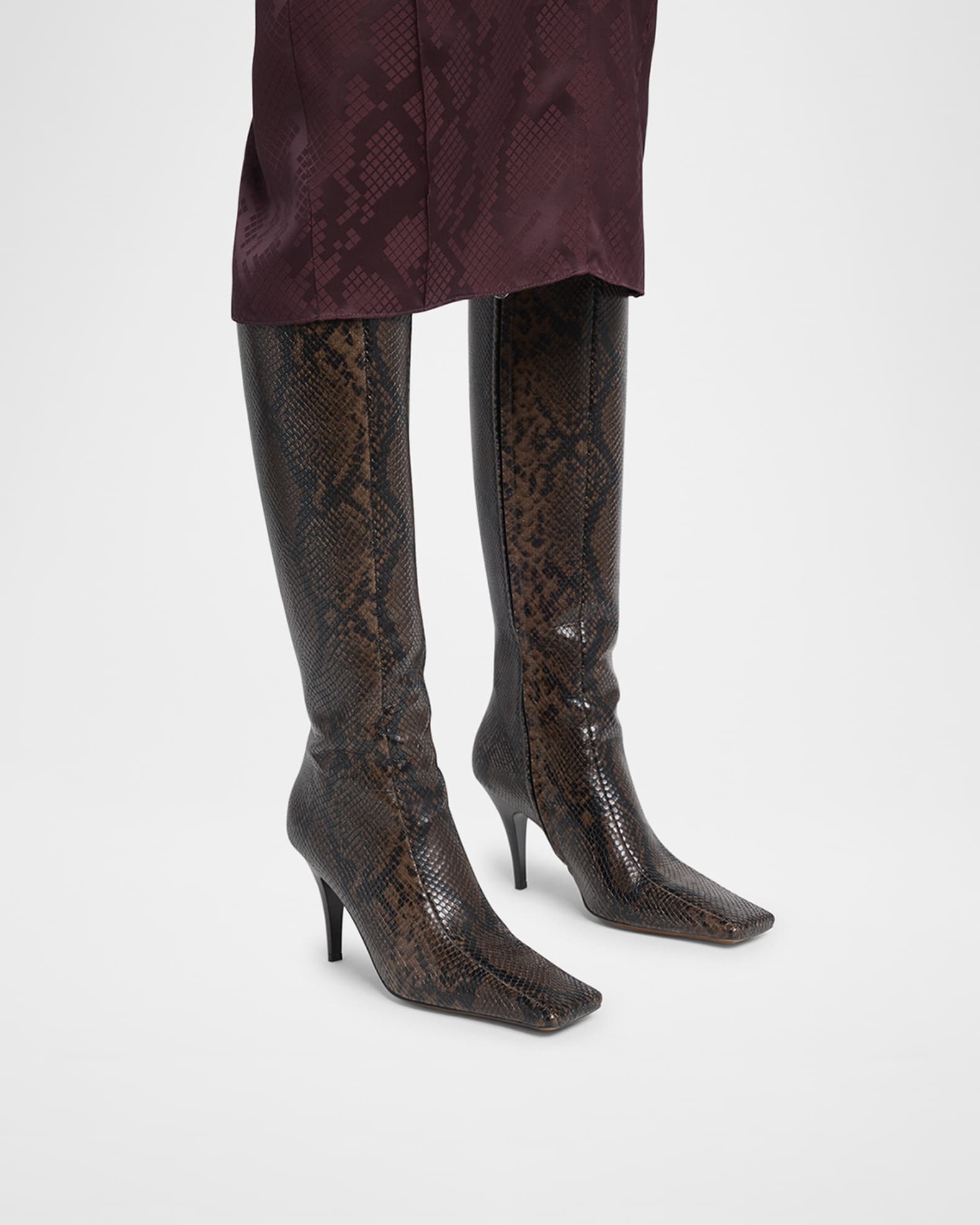 Stella McCartney Alter Snake-Print Tall Stiletto Boots | Neiman Marcus
