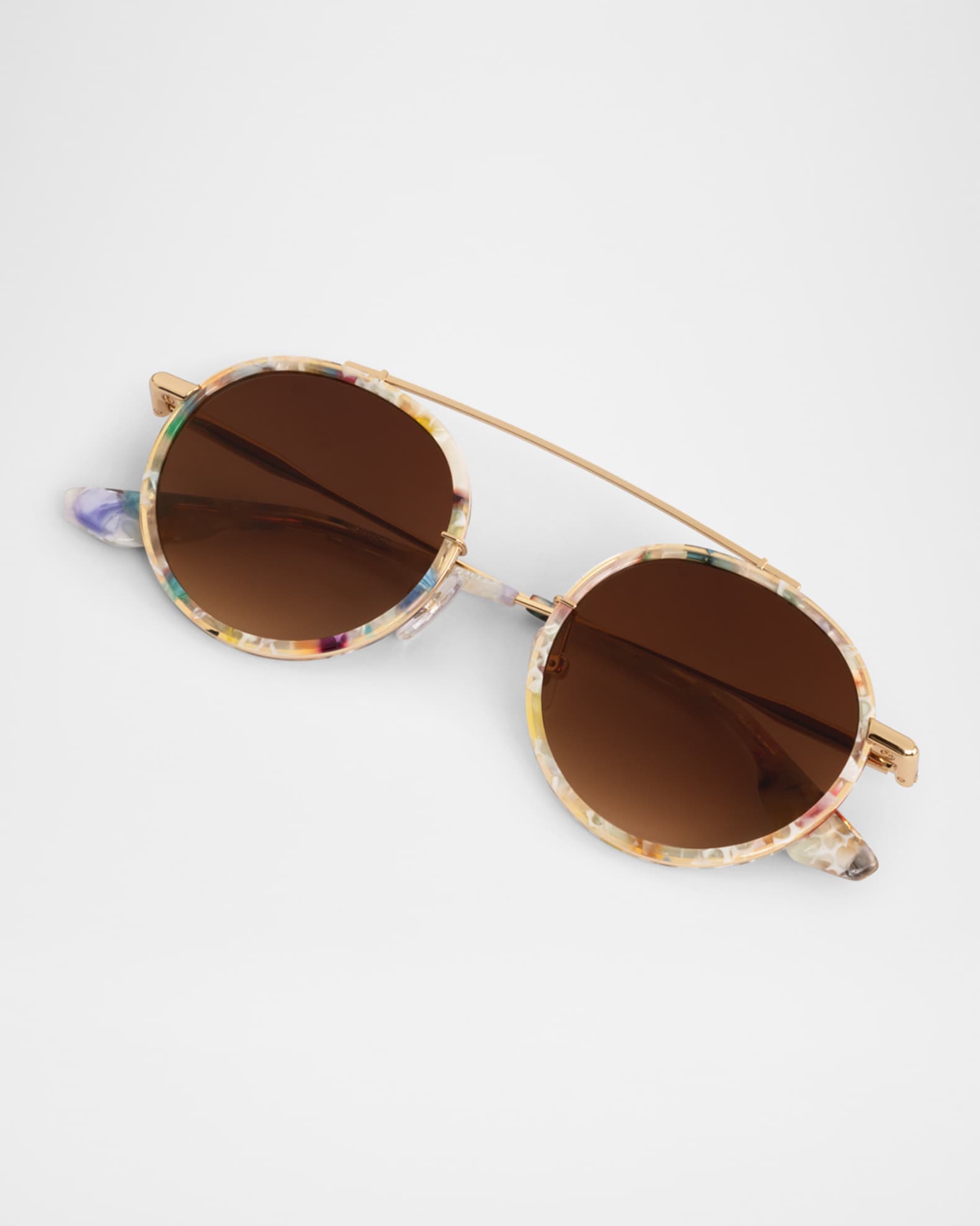 KREWE Conti Acetate & Stainless Steel Round Sunglasses | Neiman Marcus