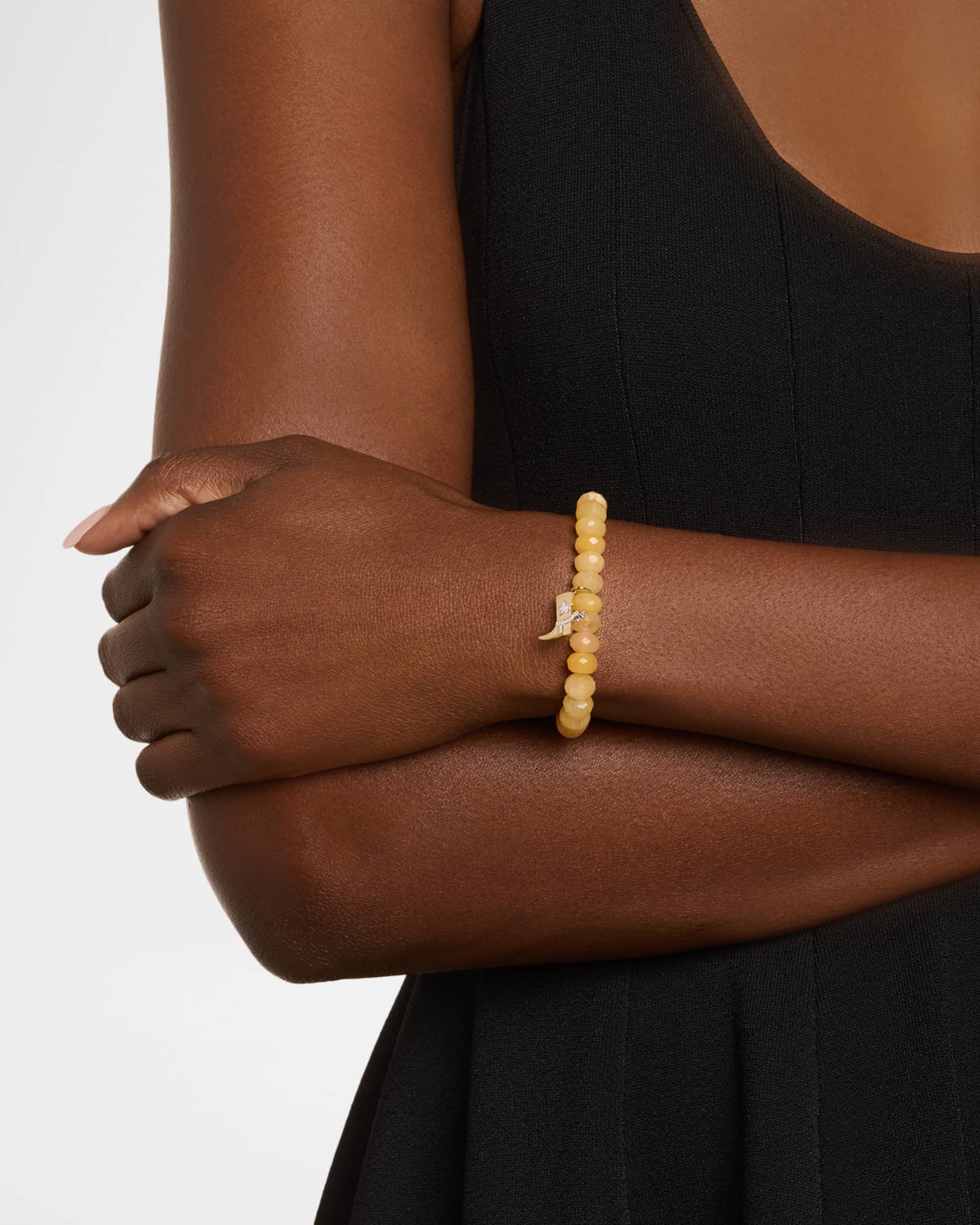 Sydney Evan 14K Cowboy Boot Charm on Beaded Orange Quartz Bracelet ...