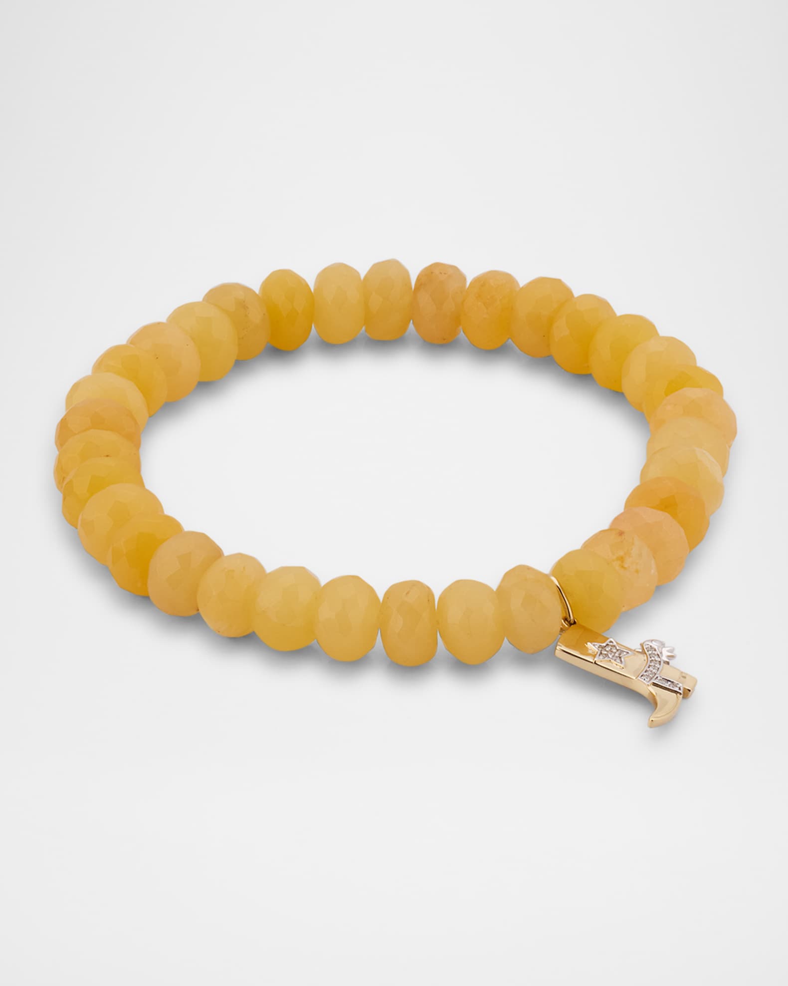 Sydney Evan 14K Cowboy Boot Charm on Beaded Orange Quartz Bracelet ...